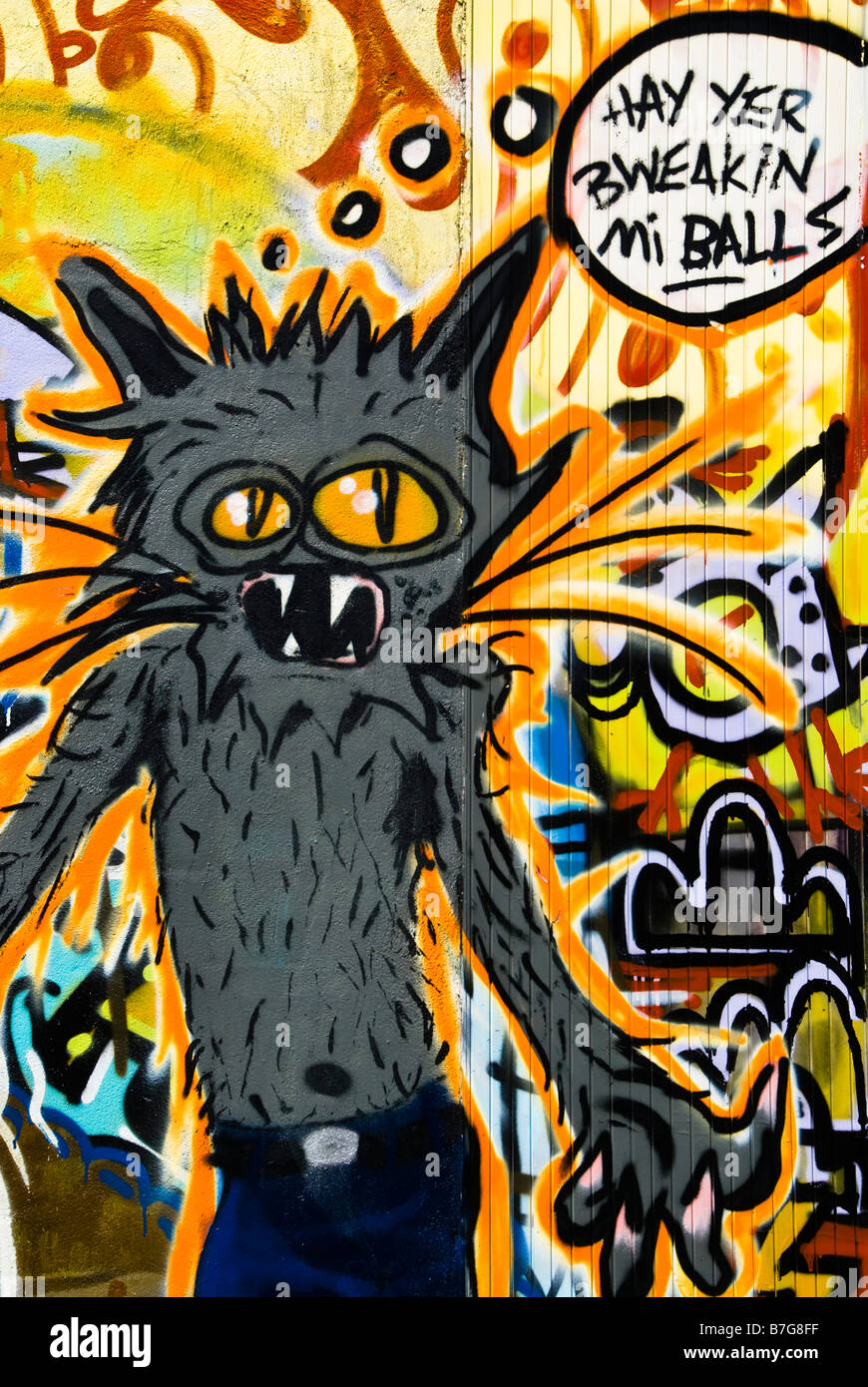 Humorous cat graffiti in Brick Lane, East End , London Stock Photo - Alamy