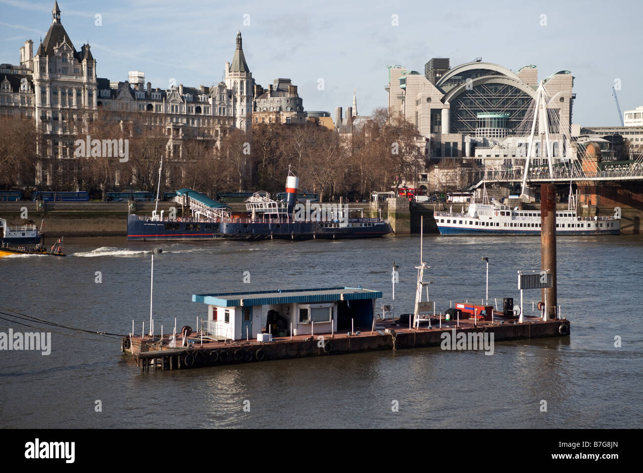 Barge on the Thames in London Stock Photo - Alamy