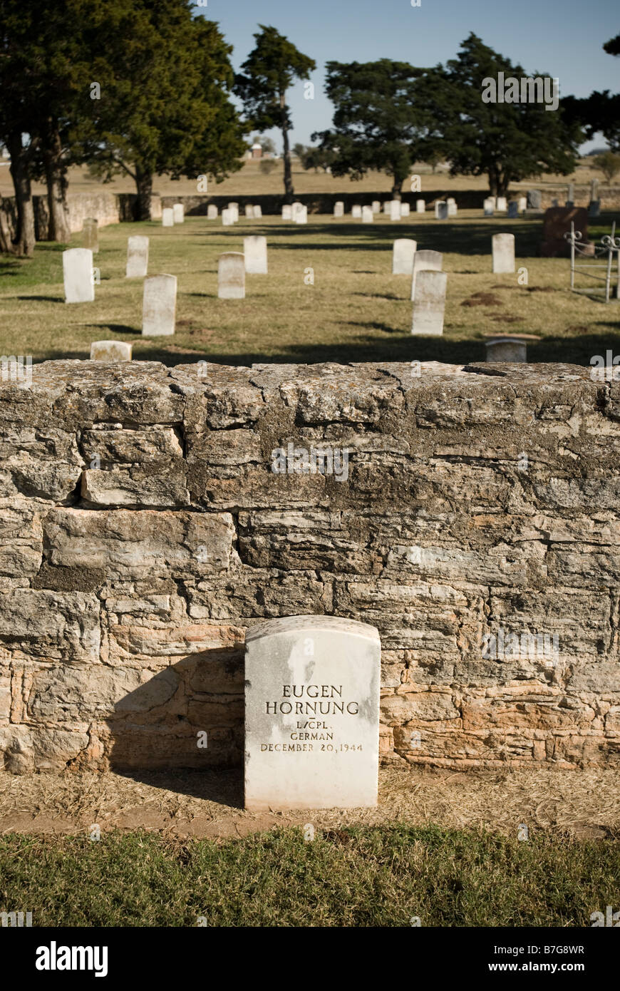 Gravestone for a WWII prisoner of war at Historic Fort Reno in El Reno ...