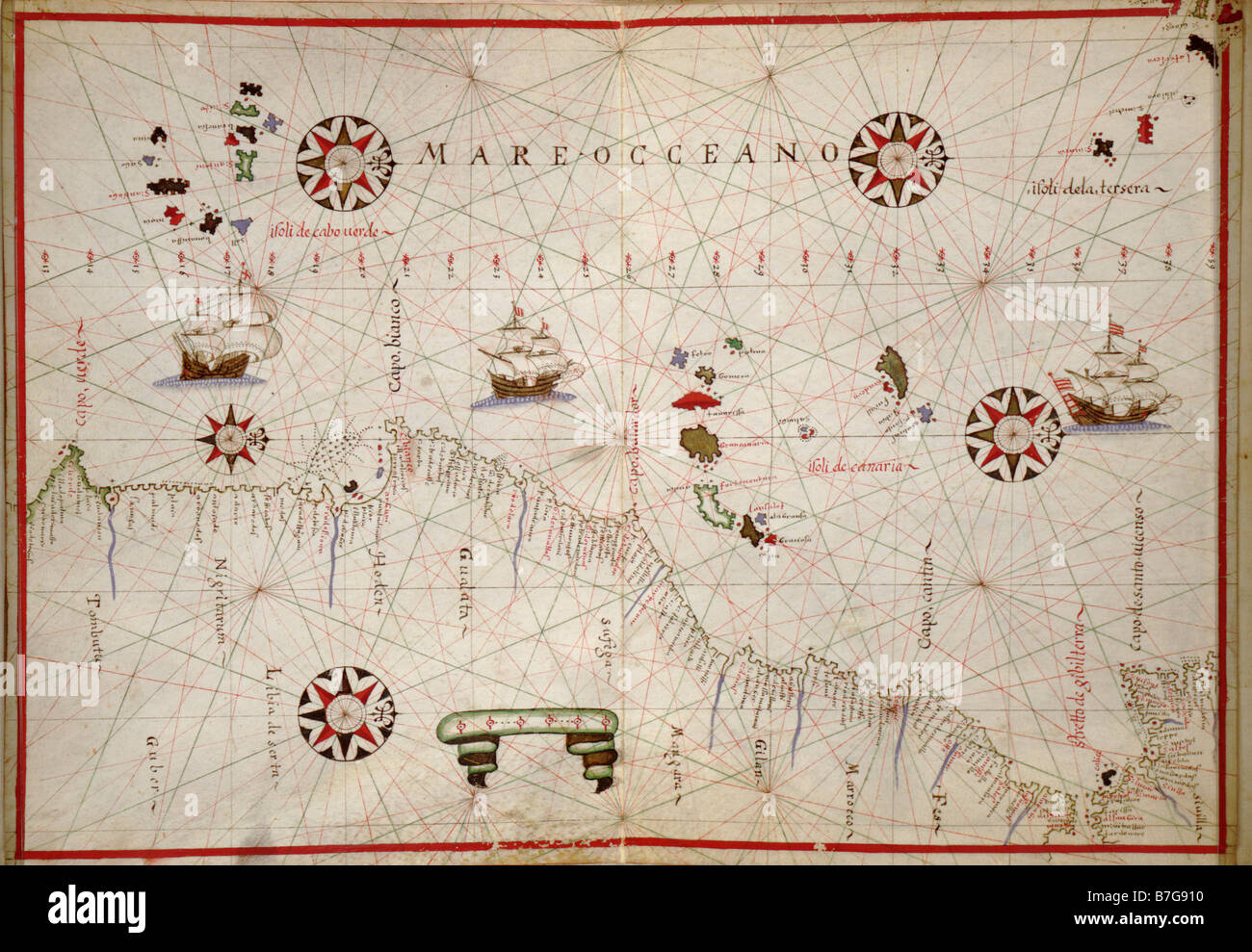 Portolan map of the African Coast Stock Photo - Alamy