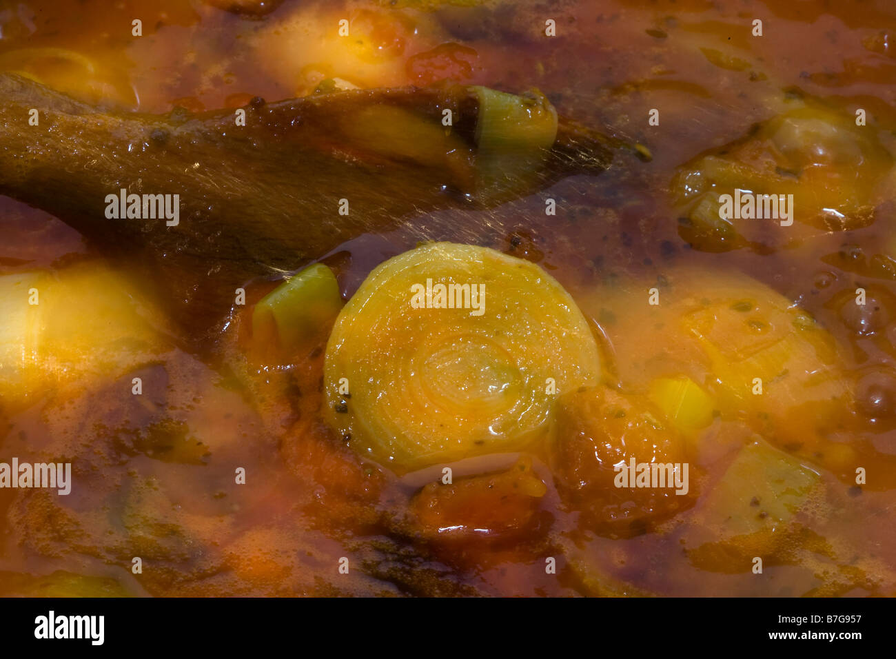 Close-up of vegetable soup cooking in a pan Stock Photo - Alamy