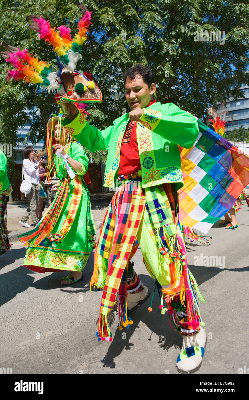 Carnival performers dancing in the street in London, England Stock ...