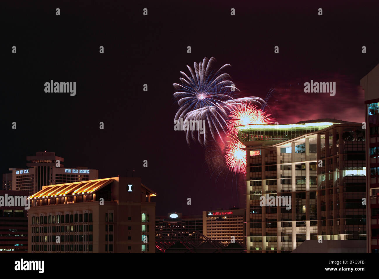 Fireworks over Singapore National Library Stock Photo - Alamy