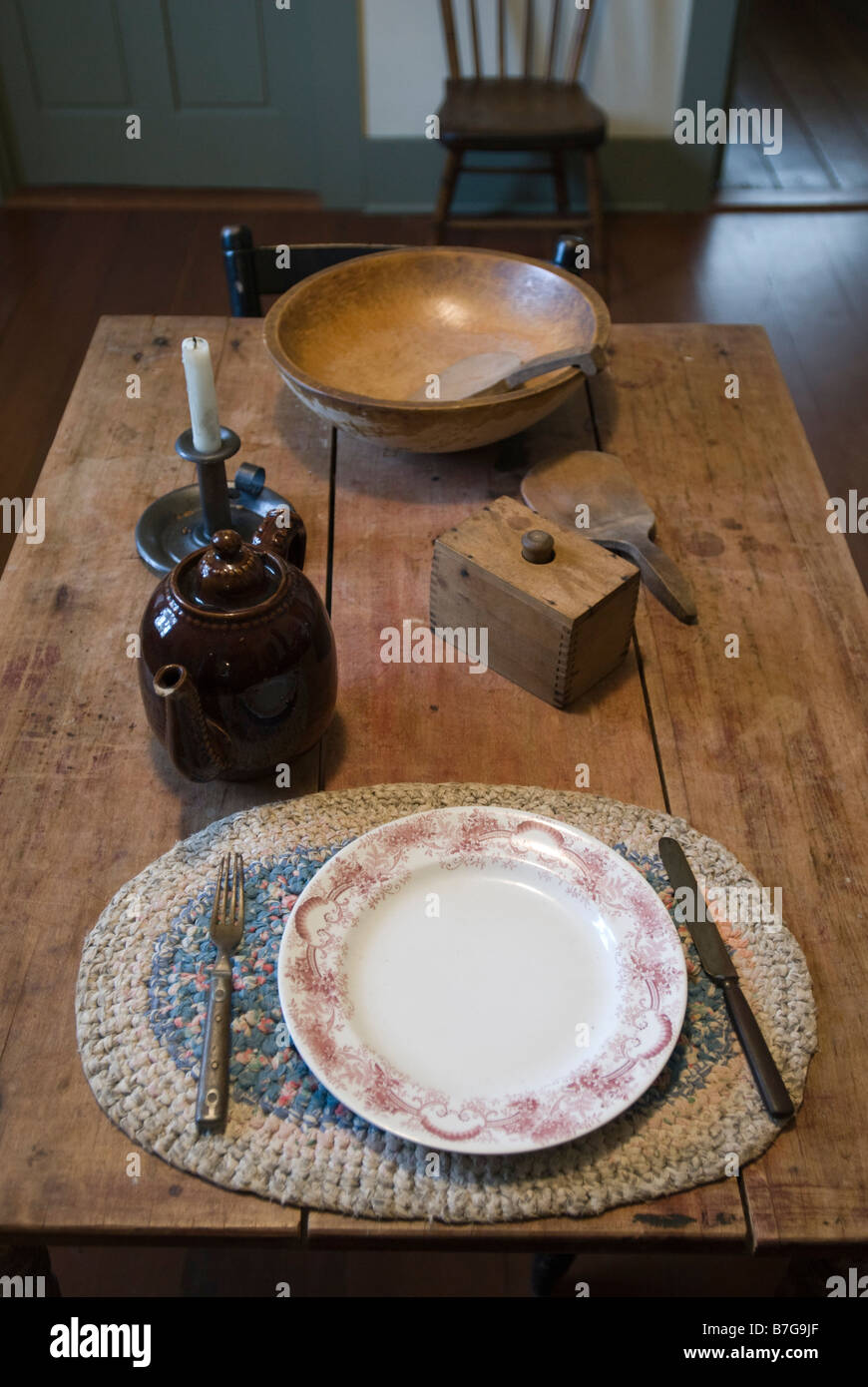 Period table setting on display at the Underground Railway House in ...