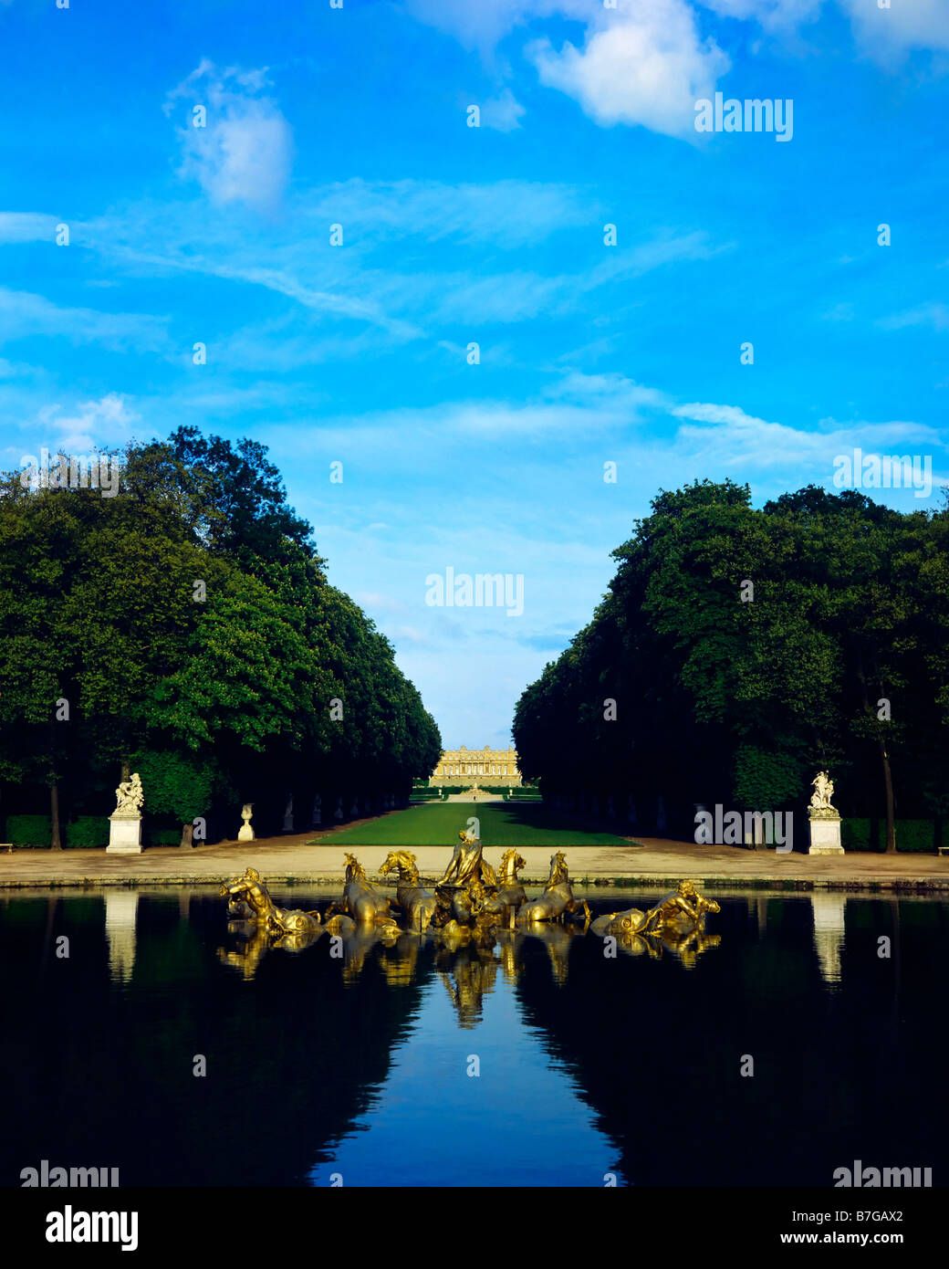 Apollo fountain basin with golden horses fountain, Chateau de ...