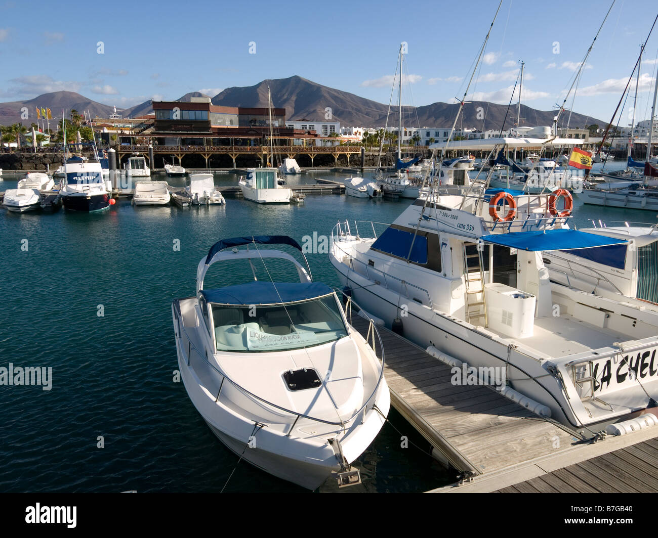 Pleasure craft in the Marina Rubicon Playa Blanca Lanzarote Canary ...