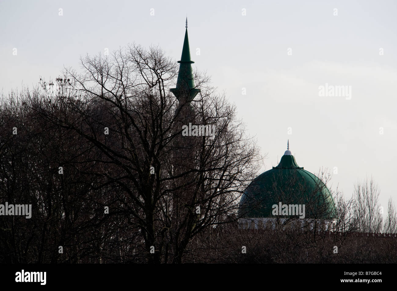North Watford mosque seen through winter trees Stock Photo - Alamy