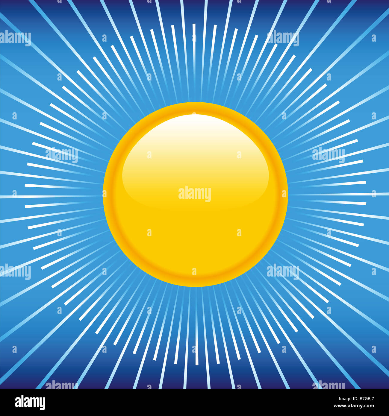 Shiny yellow sun in a blue sky with rays Stock Photo - Alamy