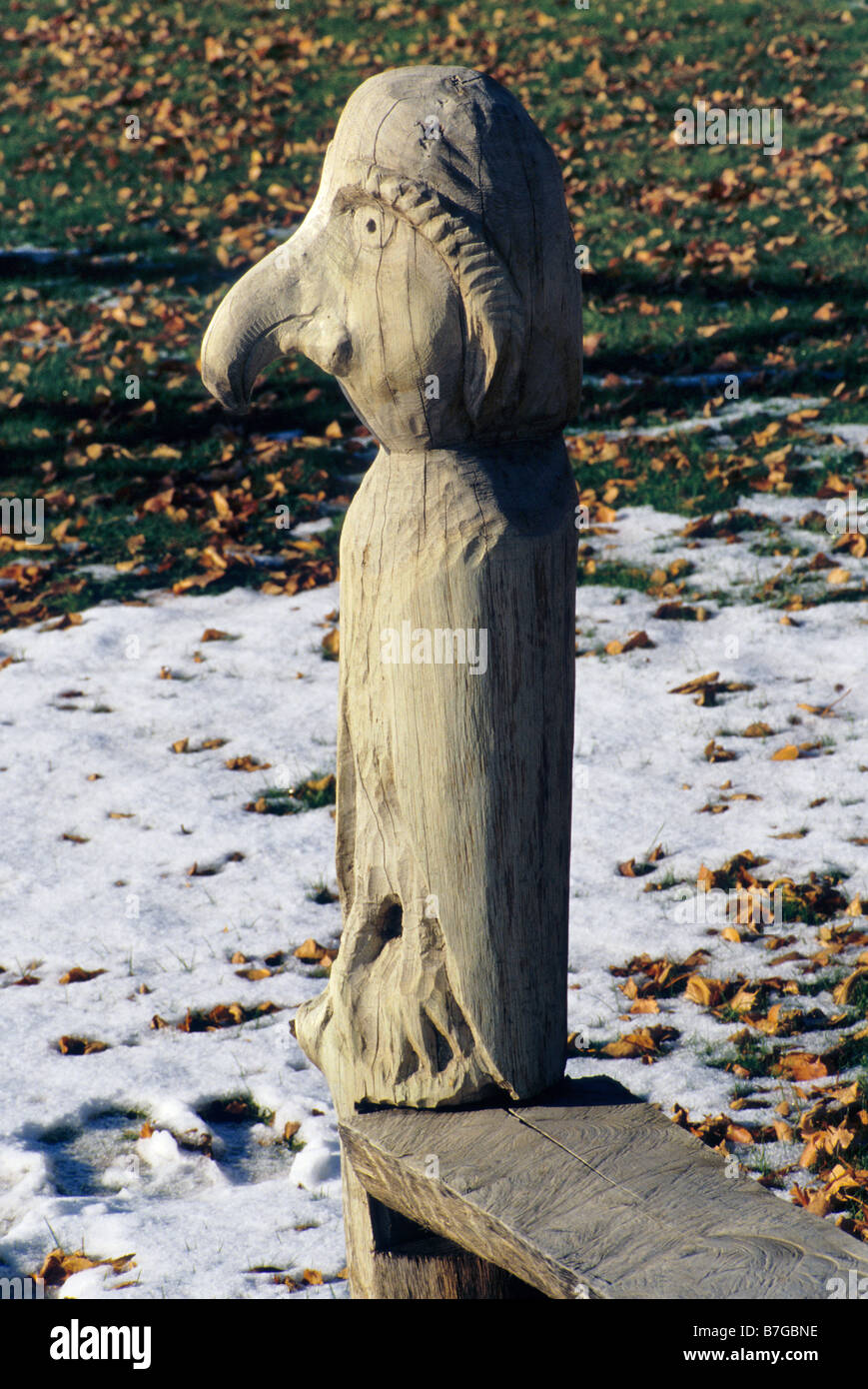 Wooden sculpture at park near windmill in Seduva Lithuania Stock Photo ...