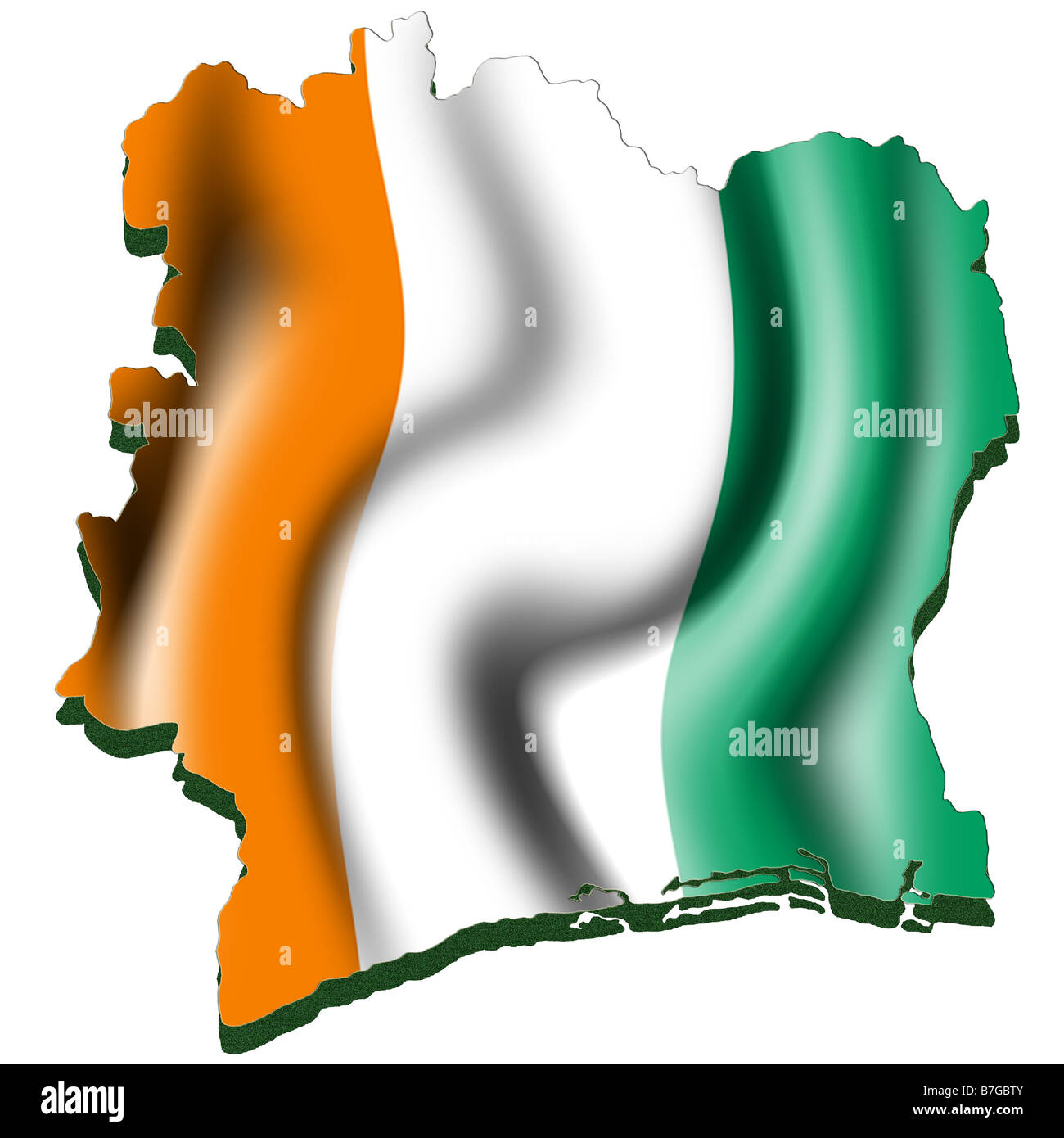 Outline map and flag of Ivory Coast / Côte d'Ivoire Stock Photo - Alamy