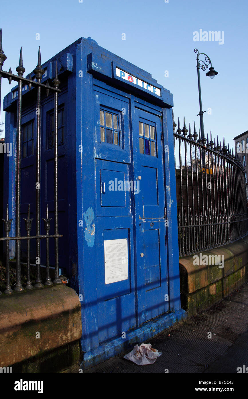 A traditional Police Box outside Kibble Palace botanical gardens in ...