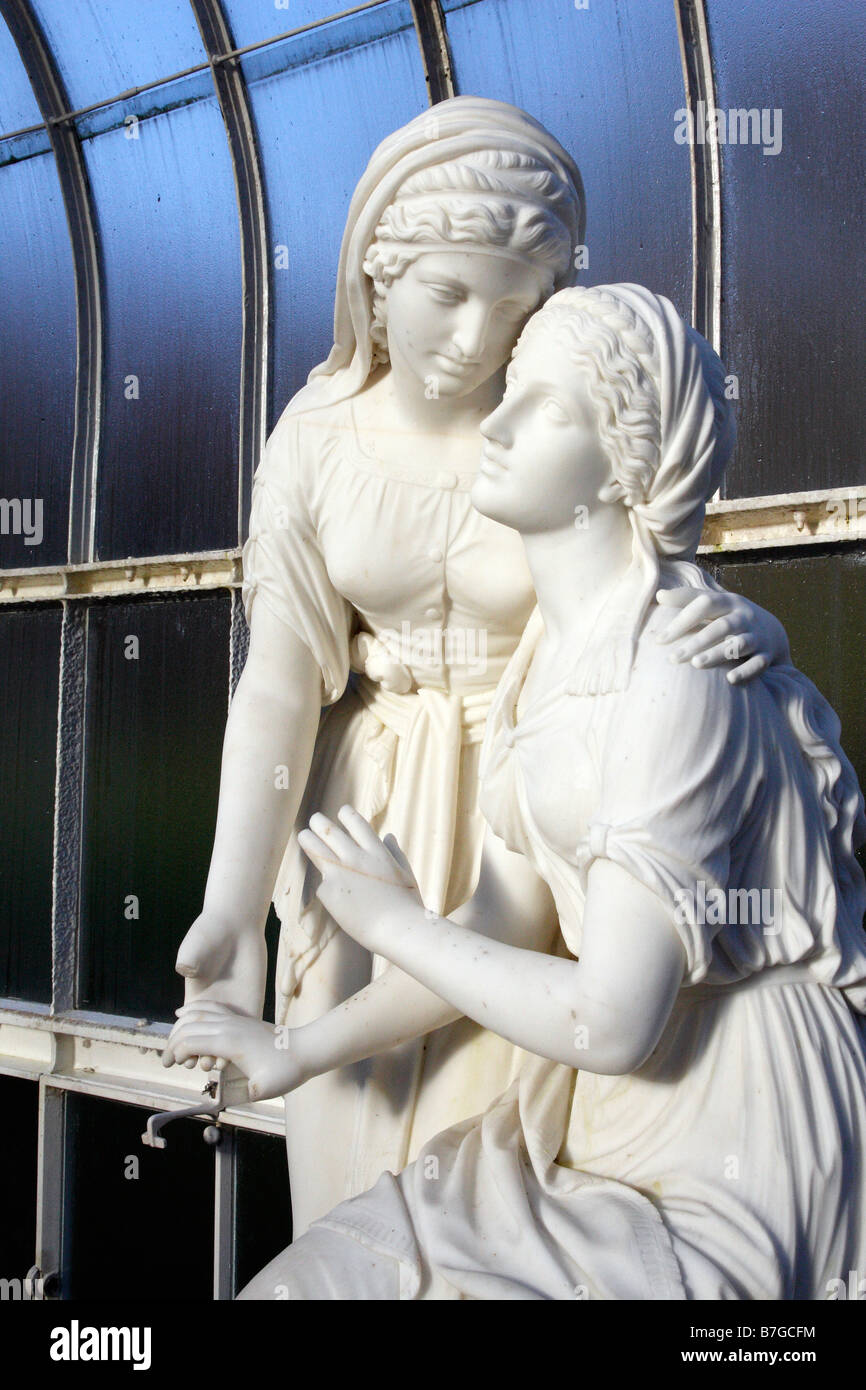 The statue of Mary and Martha sisters of Lazarus at Kibble Palace ...