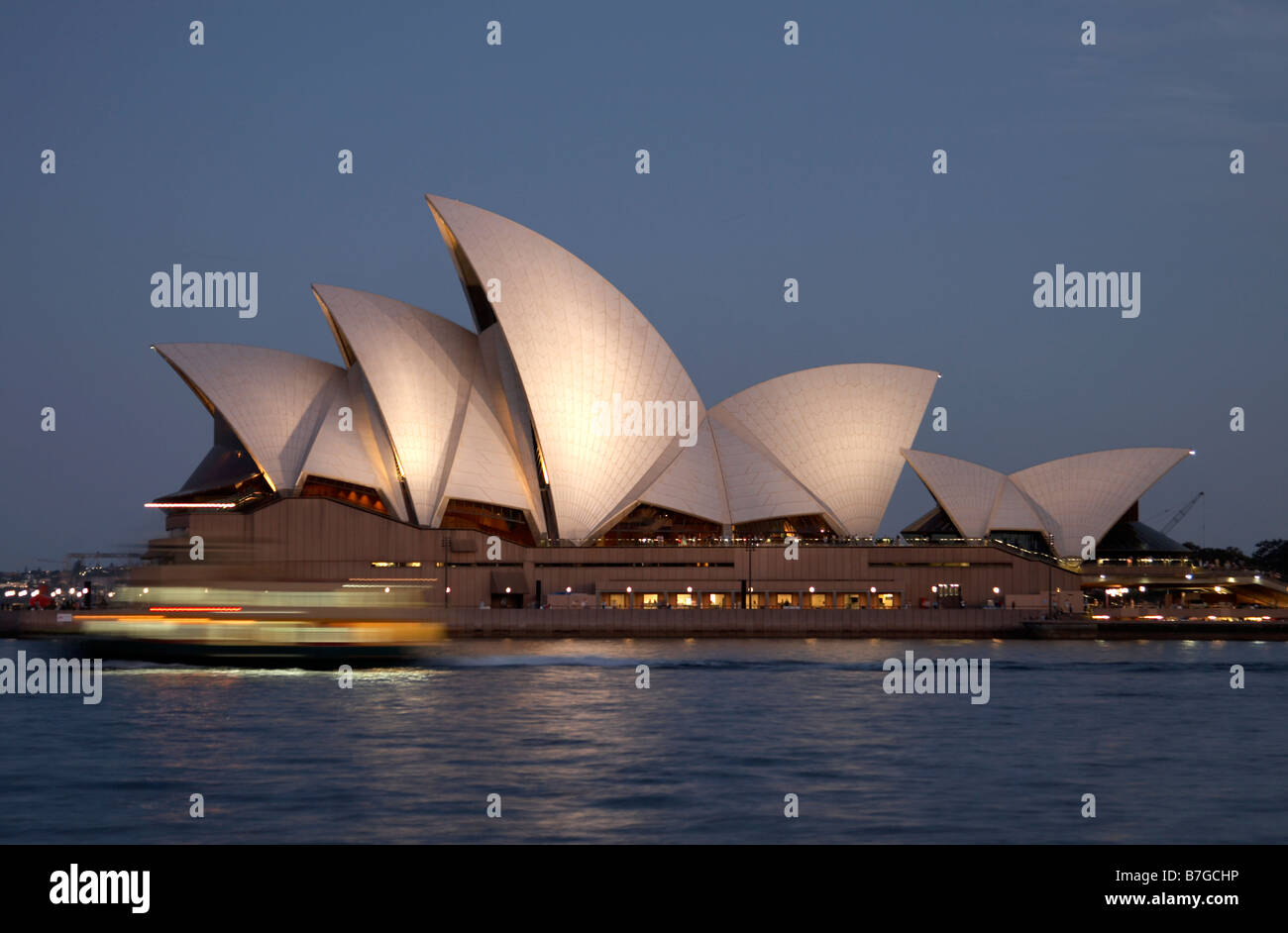 The Sydney Opera House lit up at night taken from the Overseas ...