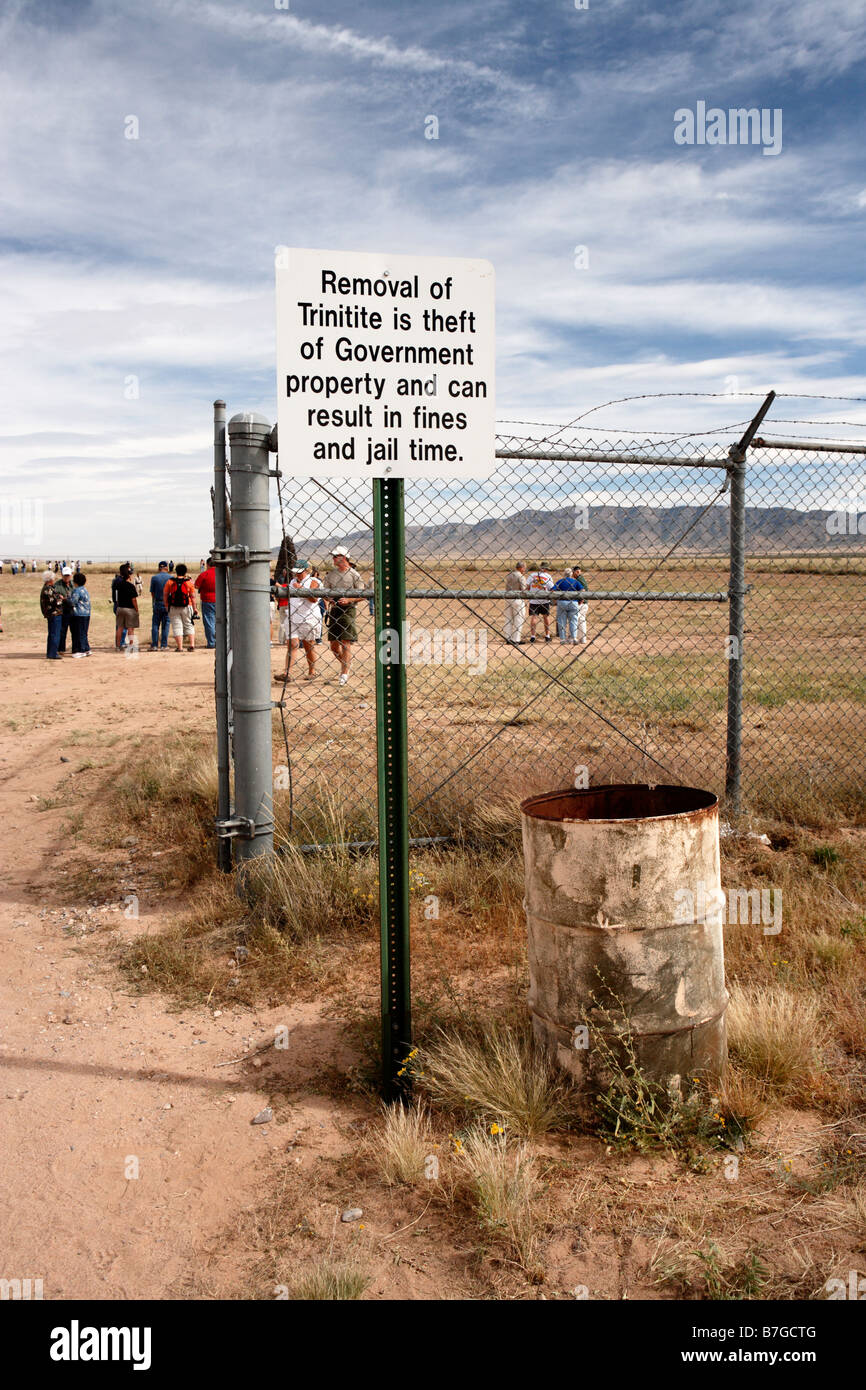 A US government sign at the entrance to Trinity Site, NM, warns ...