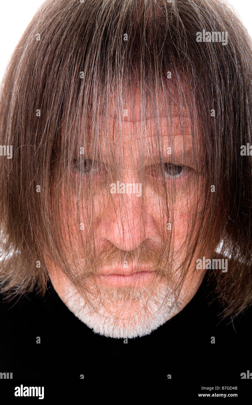 Scary man long hair hi-res stock photography and images - Alamy