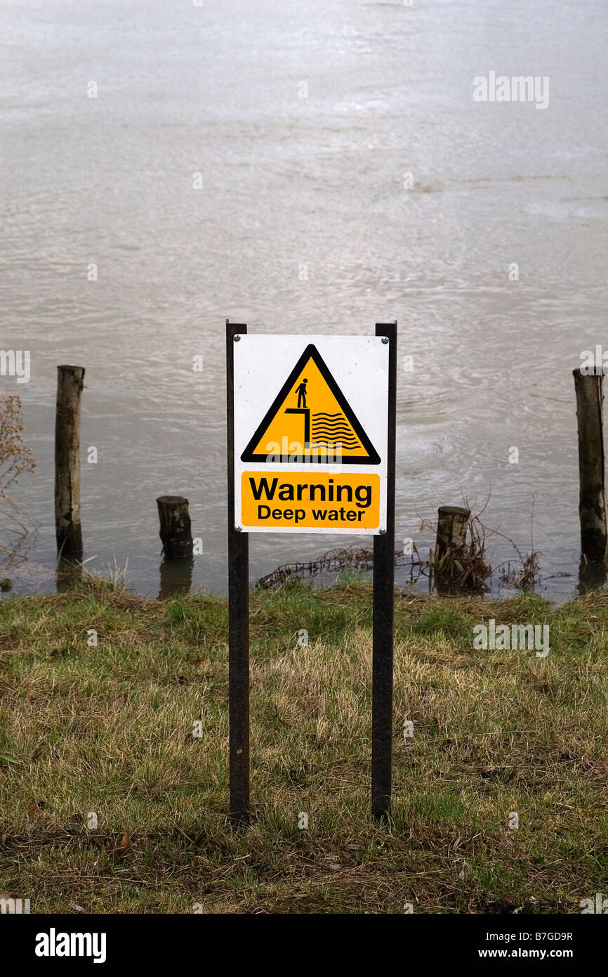 Warning Deep Water sign Stock Photo - Alamy