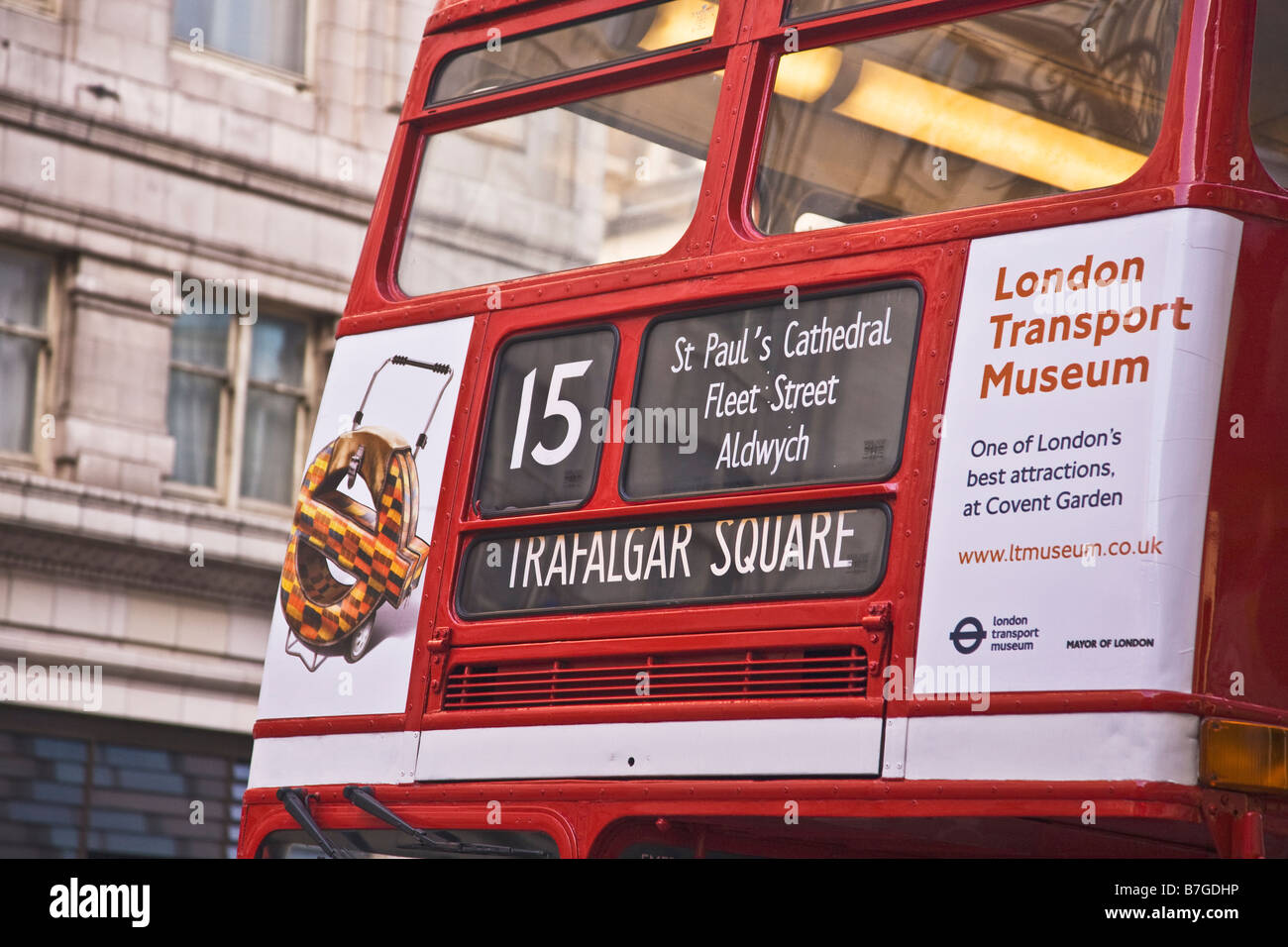 Red bus going to Trafalgar Square London England UK United Kingdom GB ...