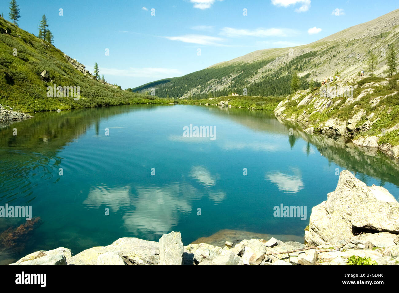 View of the Karakol lake in the Altai mountains in summer Stock Photo ...