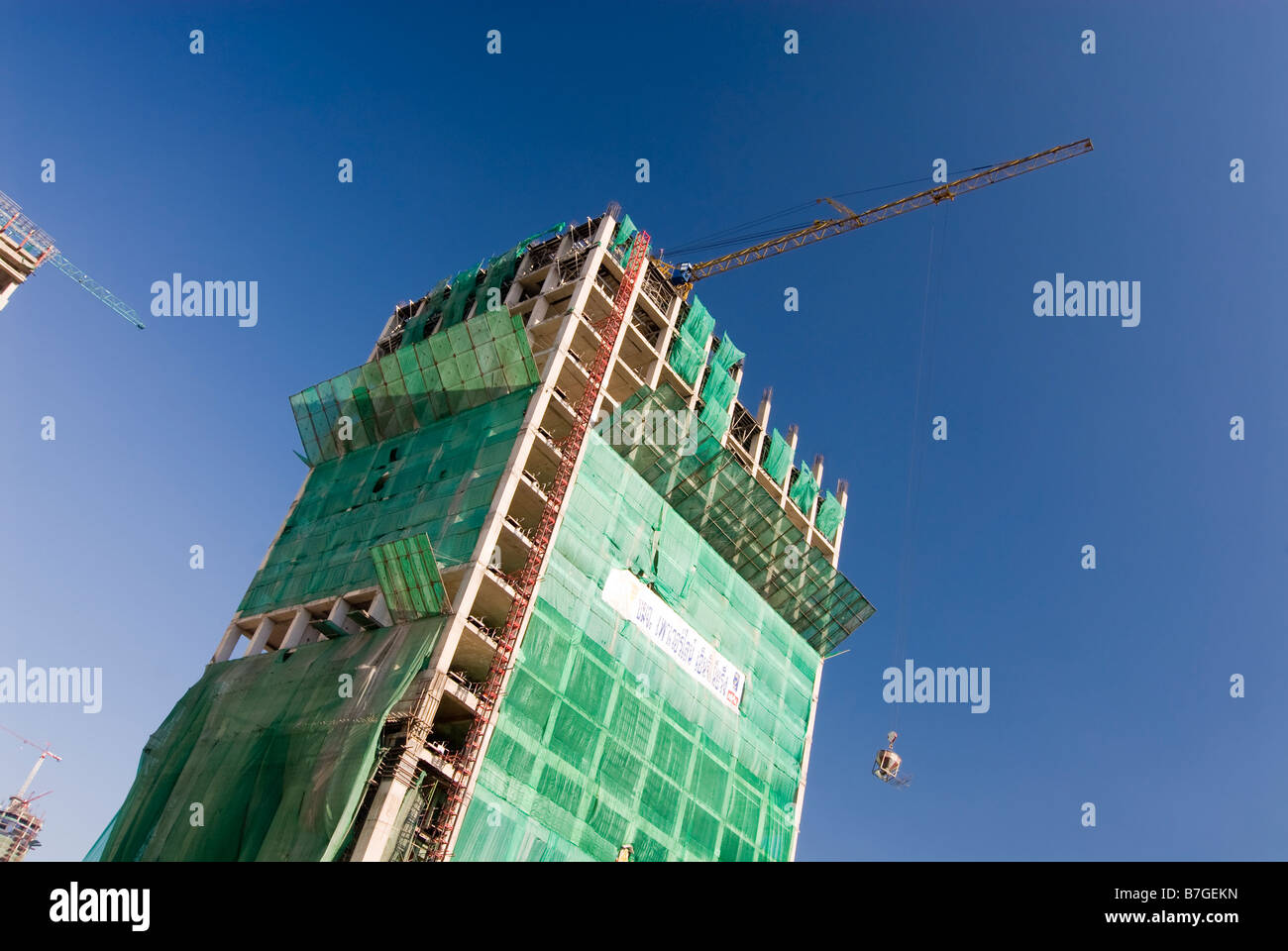 Construction work on an tower block near ratchatewi bts station in ...