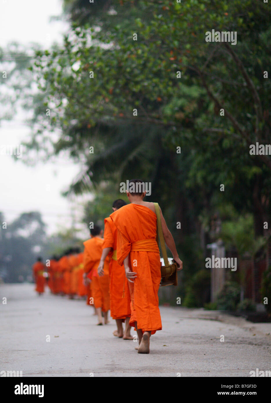 Monks in line walking to temple Stock Photo - Alamy