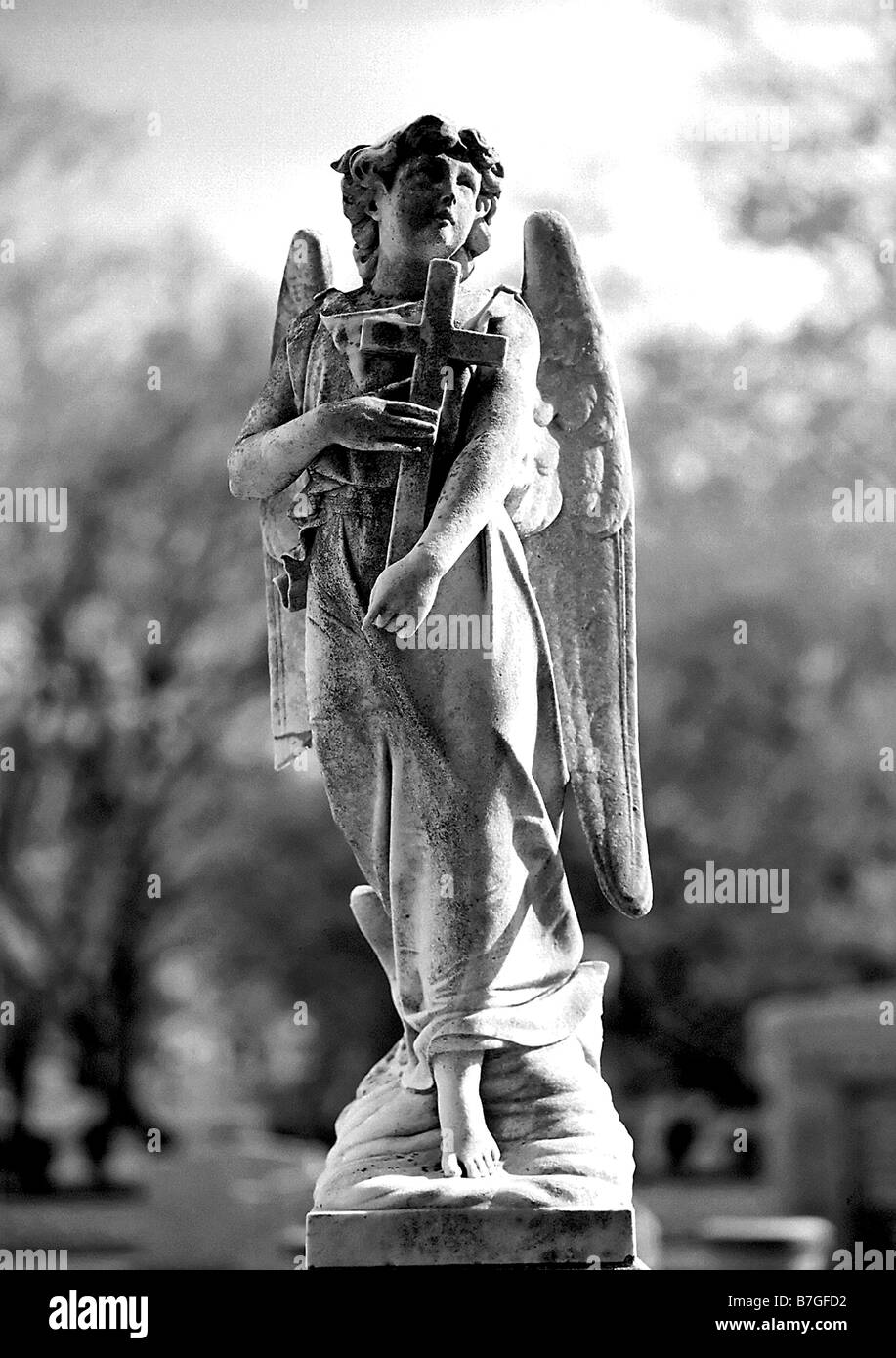Series of Cemetery Angels and monuments from New Orleans Stock Photo ...