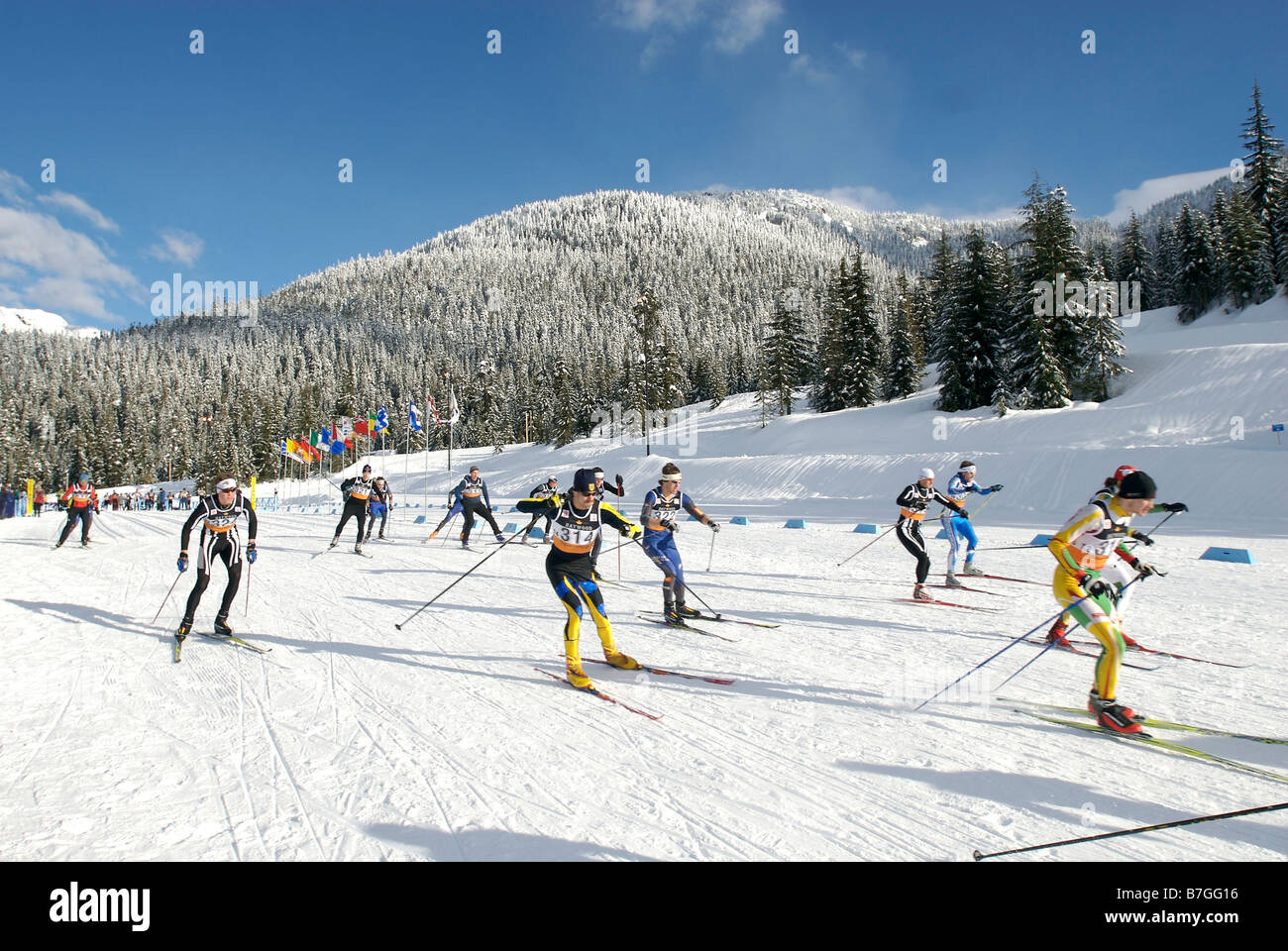 Nordic ski racing at the Whistler Nordic Olympic Park the sight of the ...