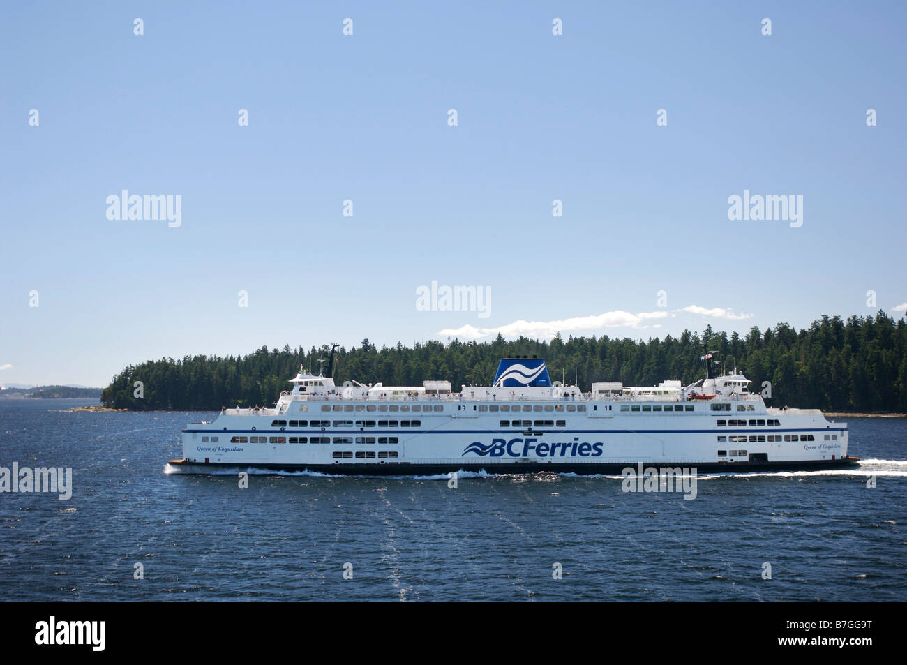 BC Ferry boat travelling between Horseshoe Bay and Nanaimo on a sunny ...