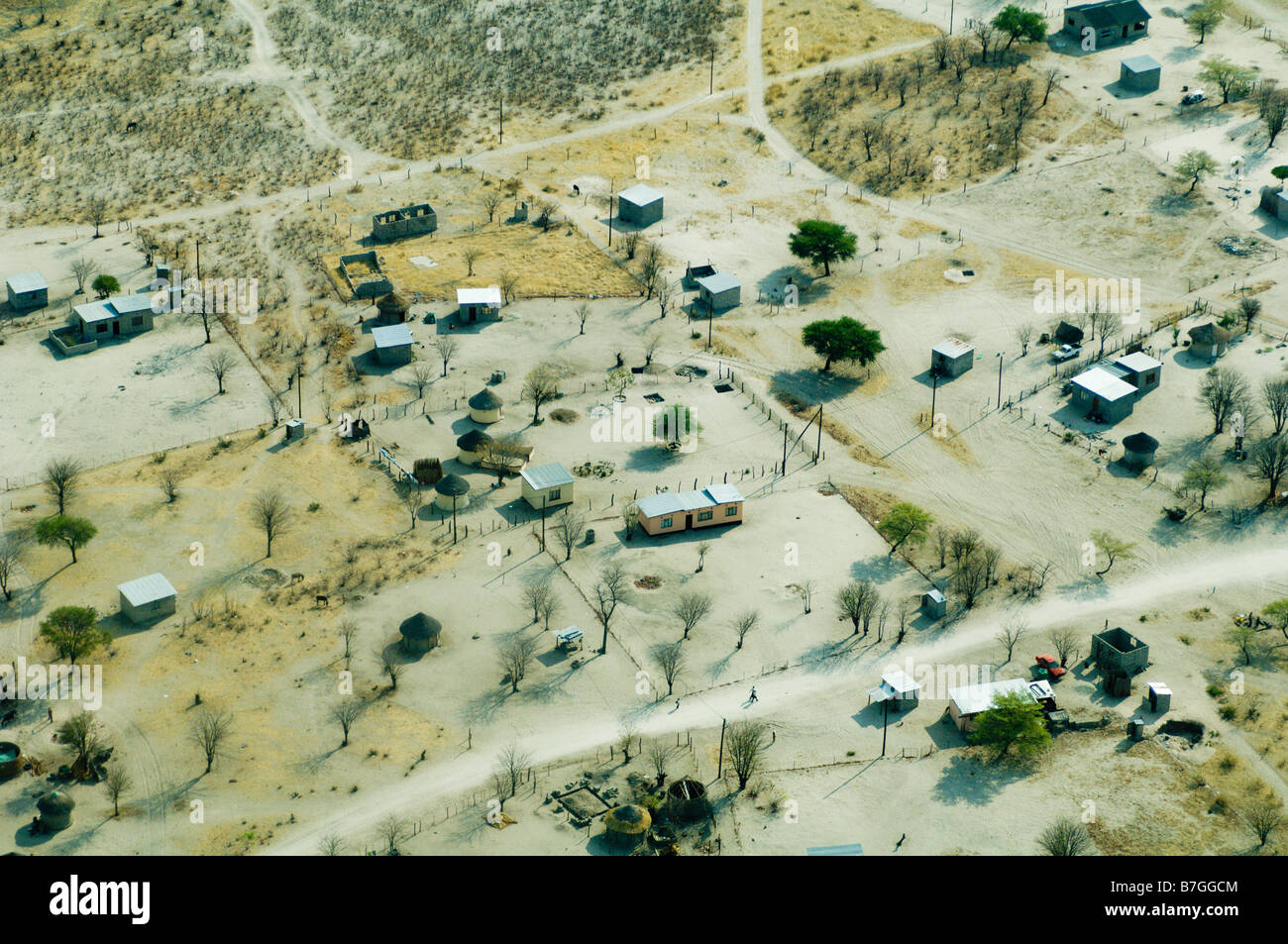 Aerial view of the outskirts of Maun in Botswana's Okavango Delta Stock ...