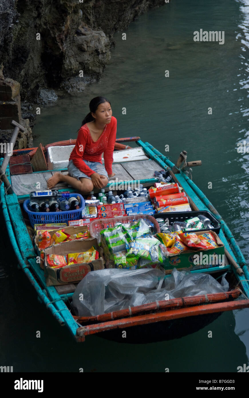 Floating shop, Ha Long Bay, Halong Bay, Gulf of Tonkin, northern ...