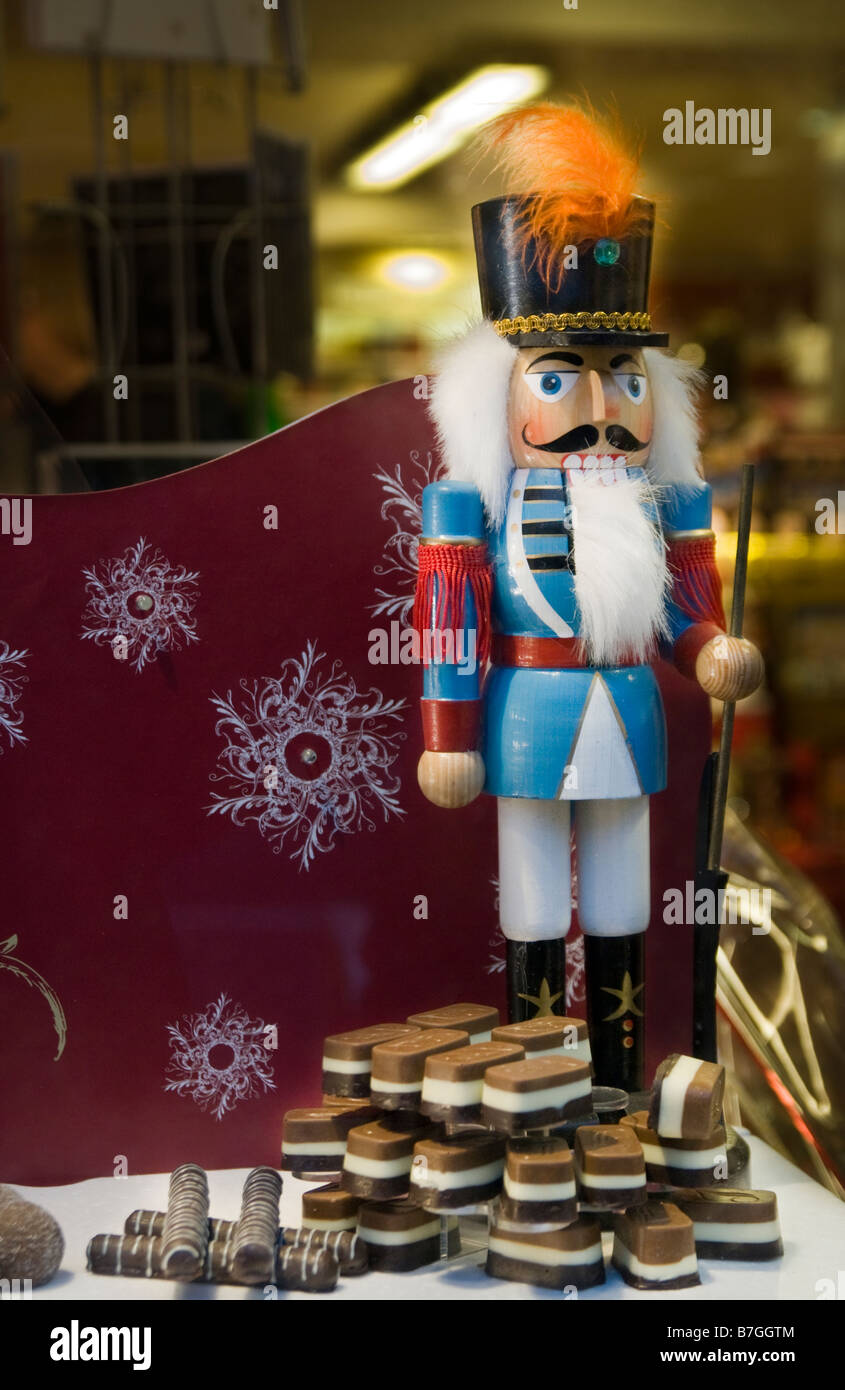 Wooden Toy soldier in window display at Christmas Derbyshire England ...