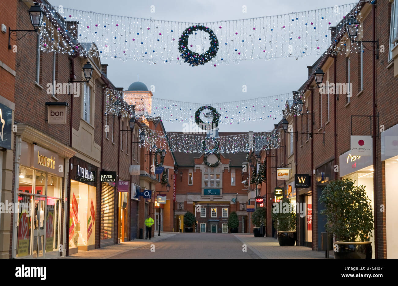Chesterfield at night during Christmas Chesterfield Derbyshire England ...