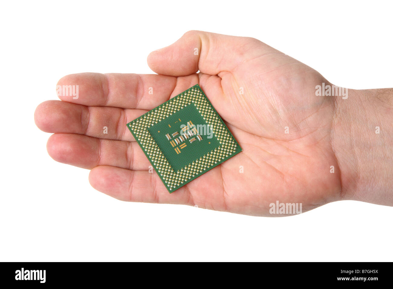 Hand holding computer cpu cut out on white background Stock Photo - Alamy