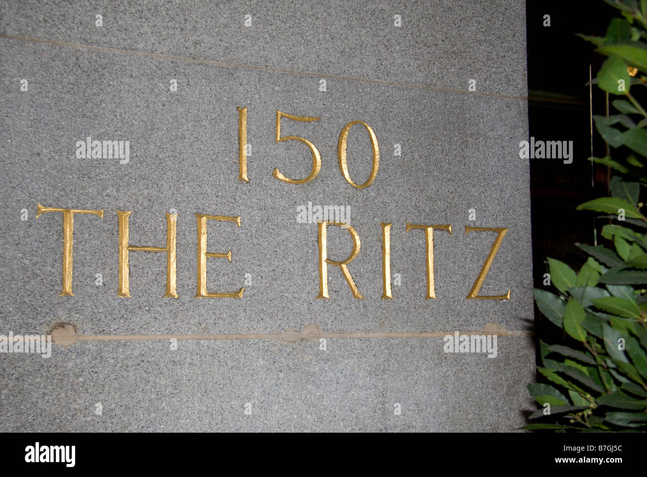 The entrance sign of the Ritz Hotel, Piccadilly, London. Jan 2009 Stock ...