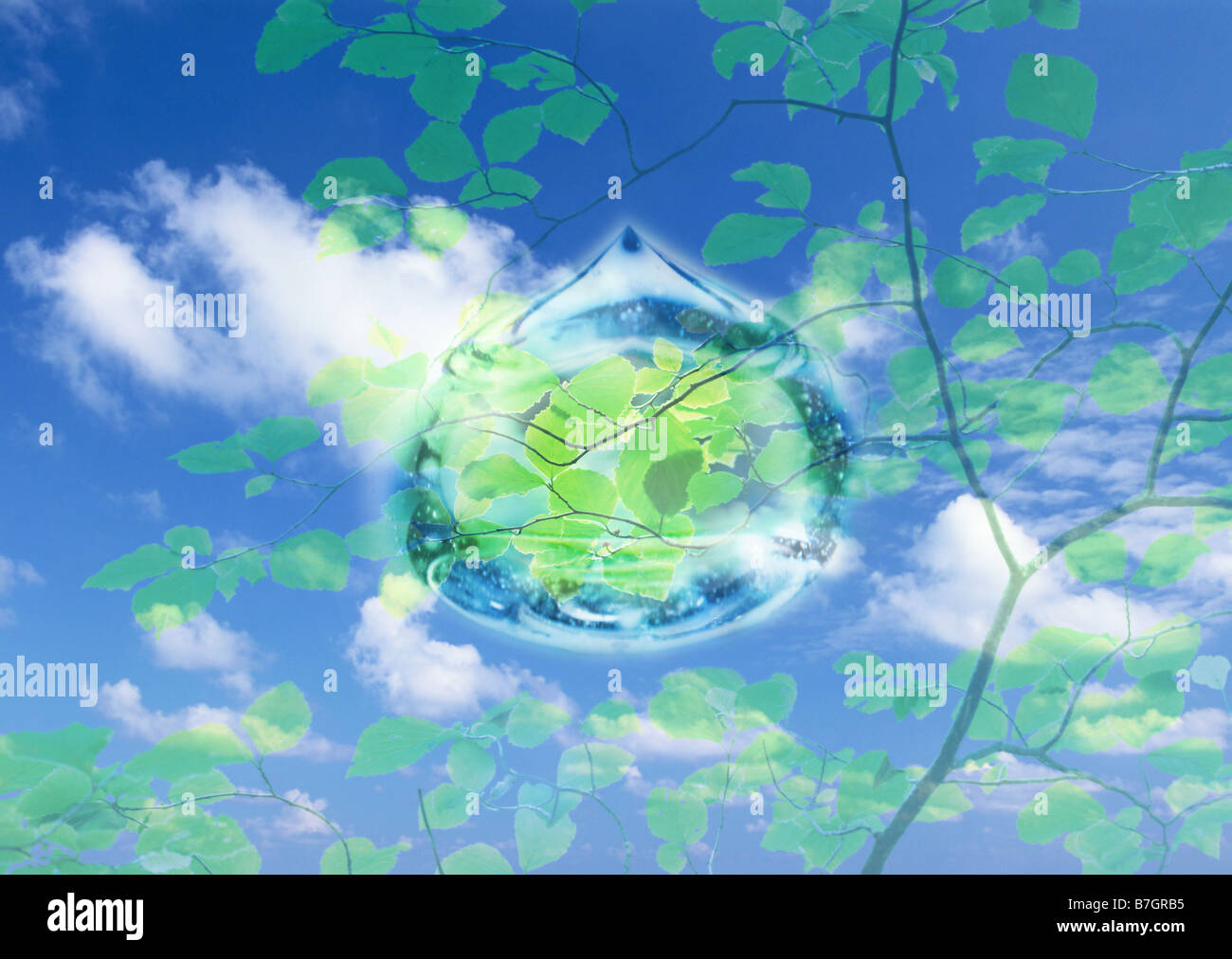 Blue sky and water drop Stock Photo - Alamy