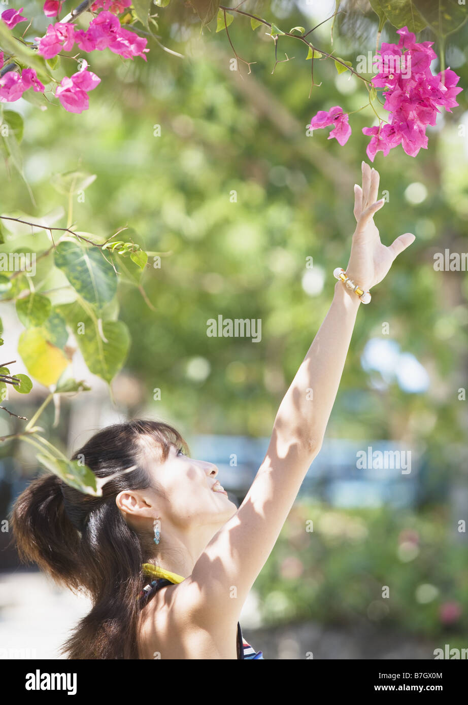 Woman stretching out her arm Stock Photo - Alamy