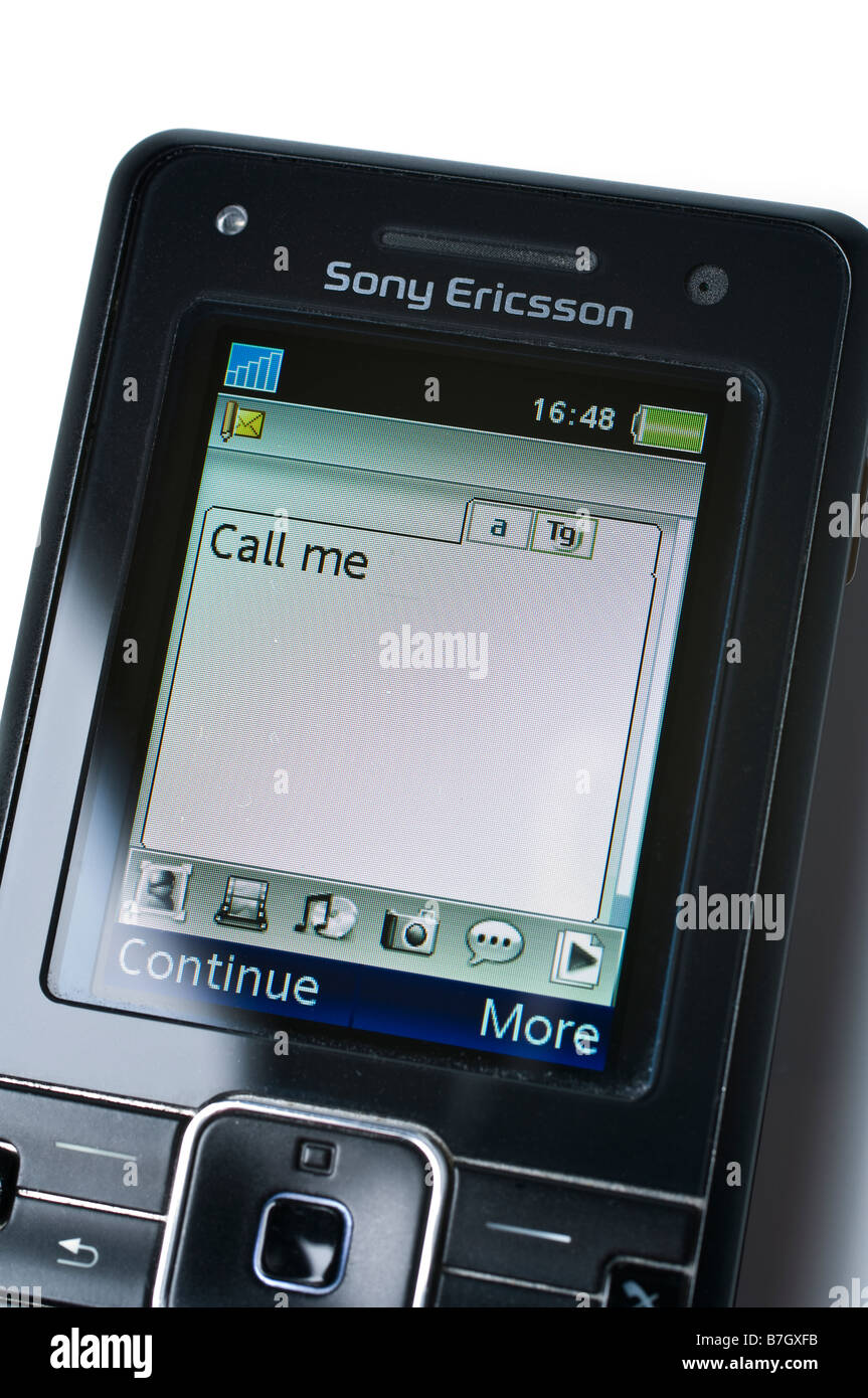 A mobile phone ( cellphone ) displaying the text message : Call me ...