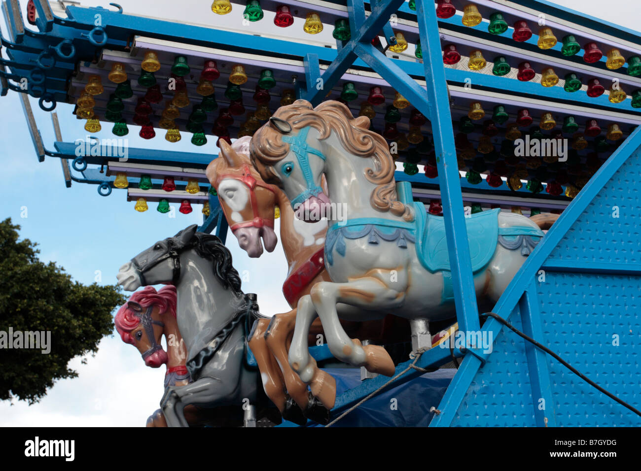 Merry go round packed up into a trailer for transportation at Santa ...