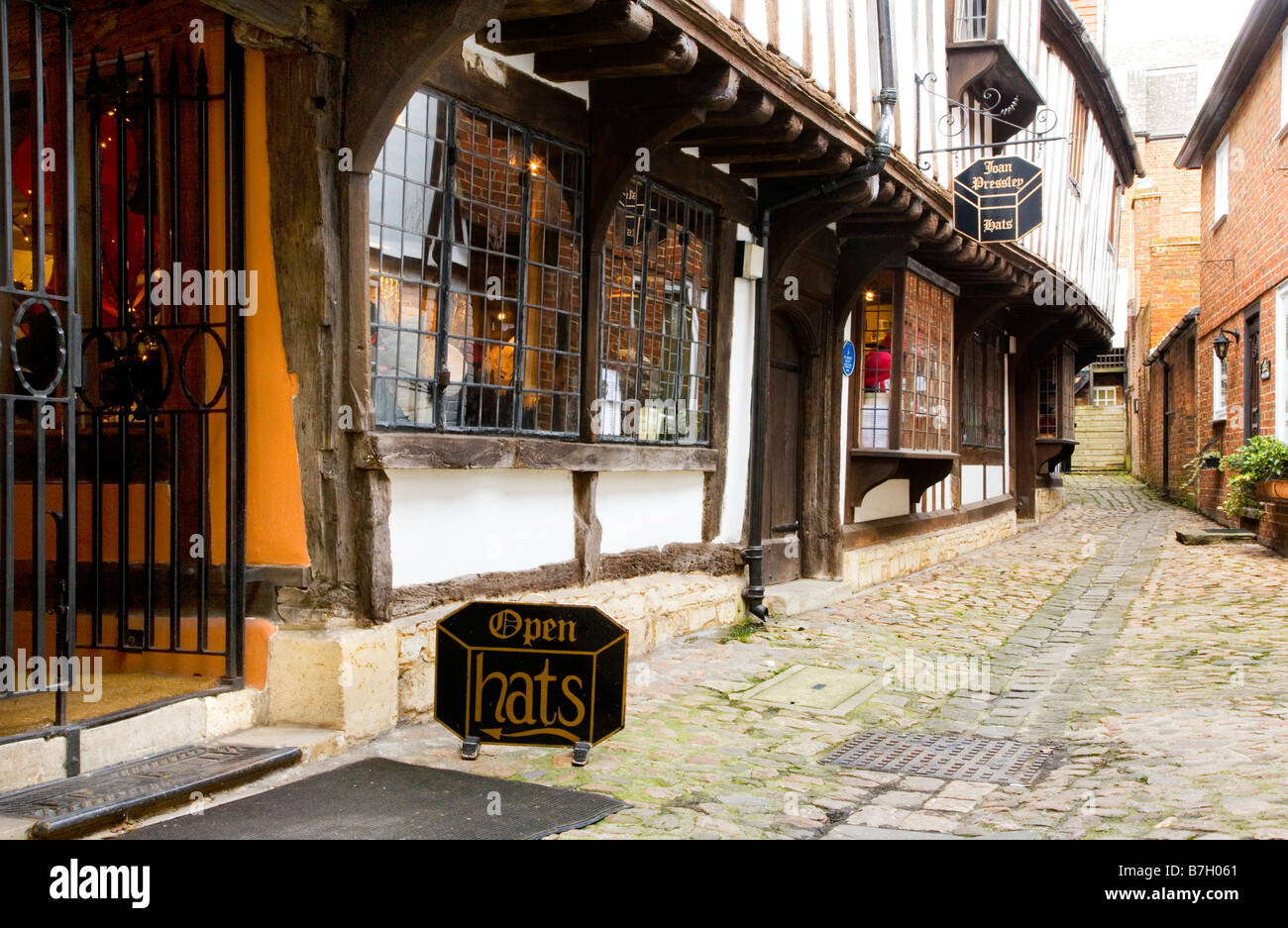 St John's Alley, Elizabethan lane of jettied timber framed buildings ...