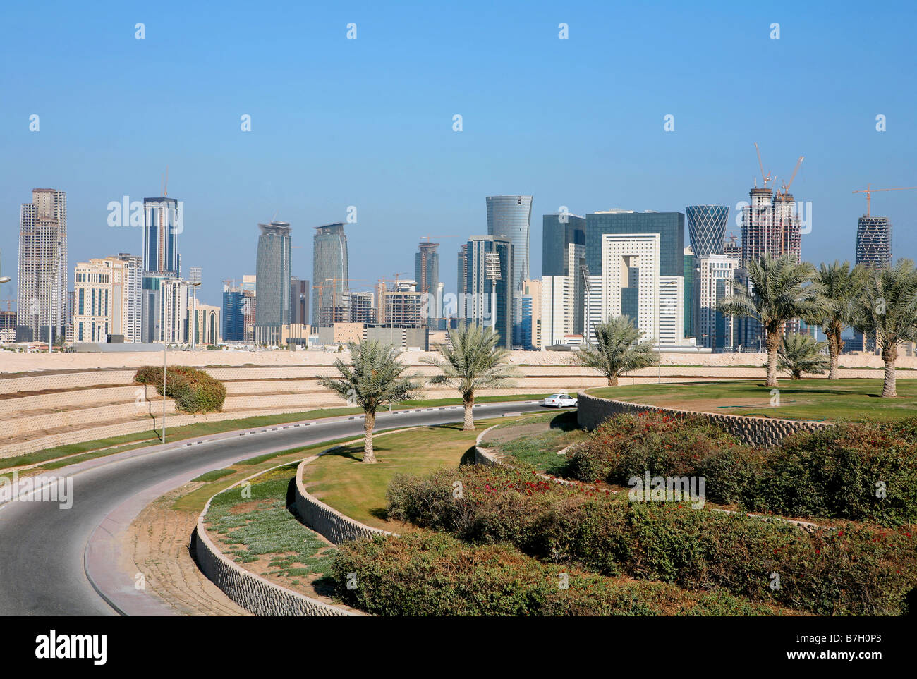 A view of the emerging skyline in Doha the capital city of Qatar Arabia ...