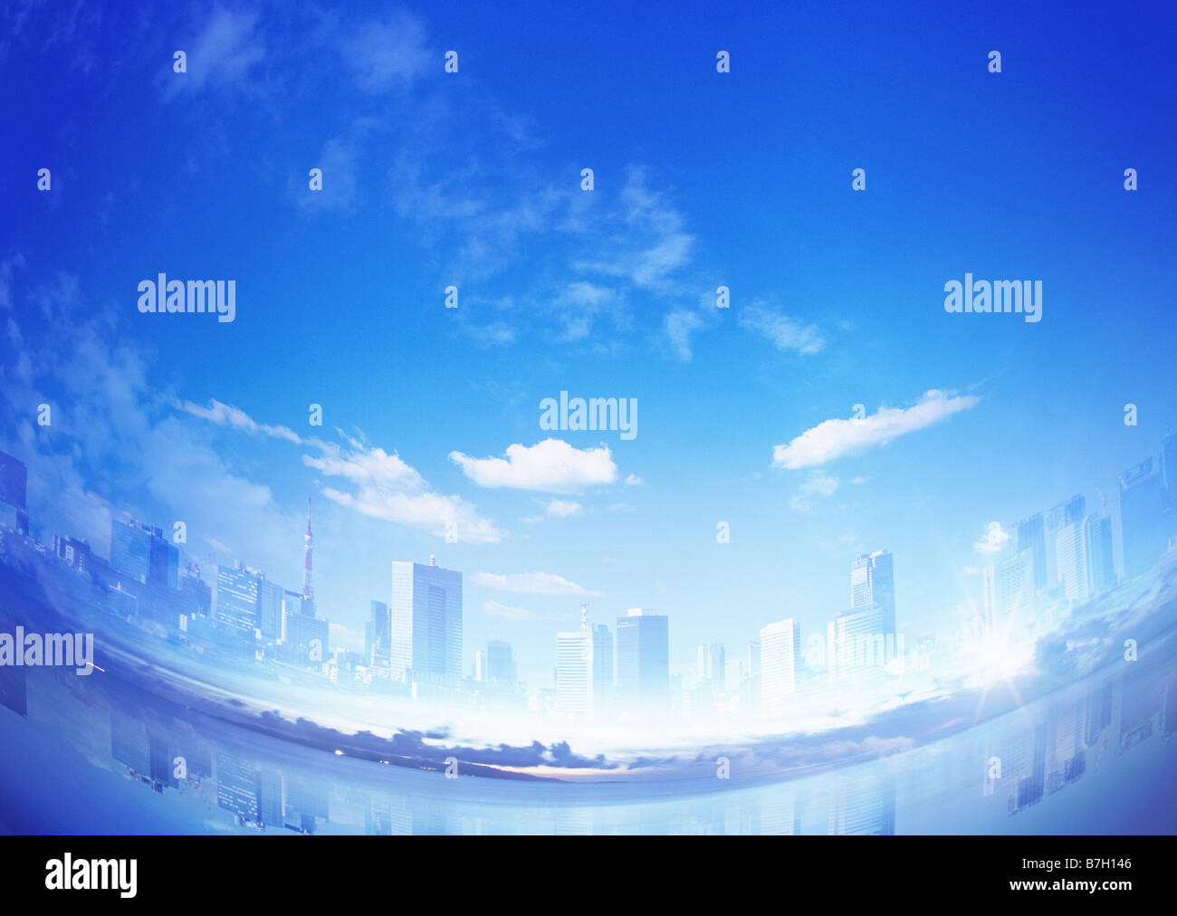Blue sky and buildings Stock Photo - Alamy