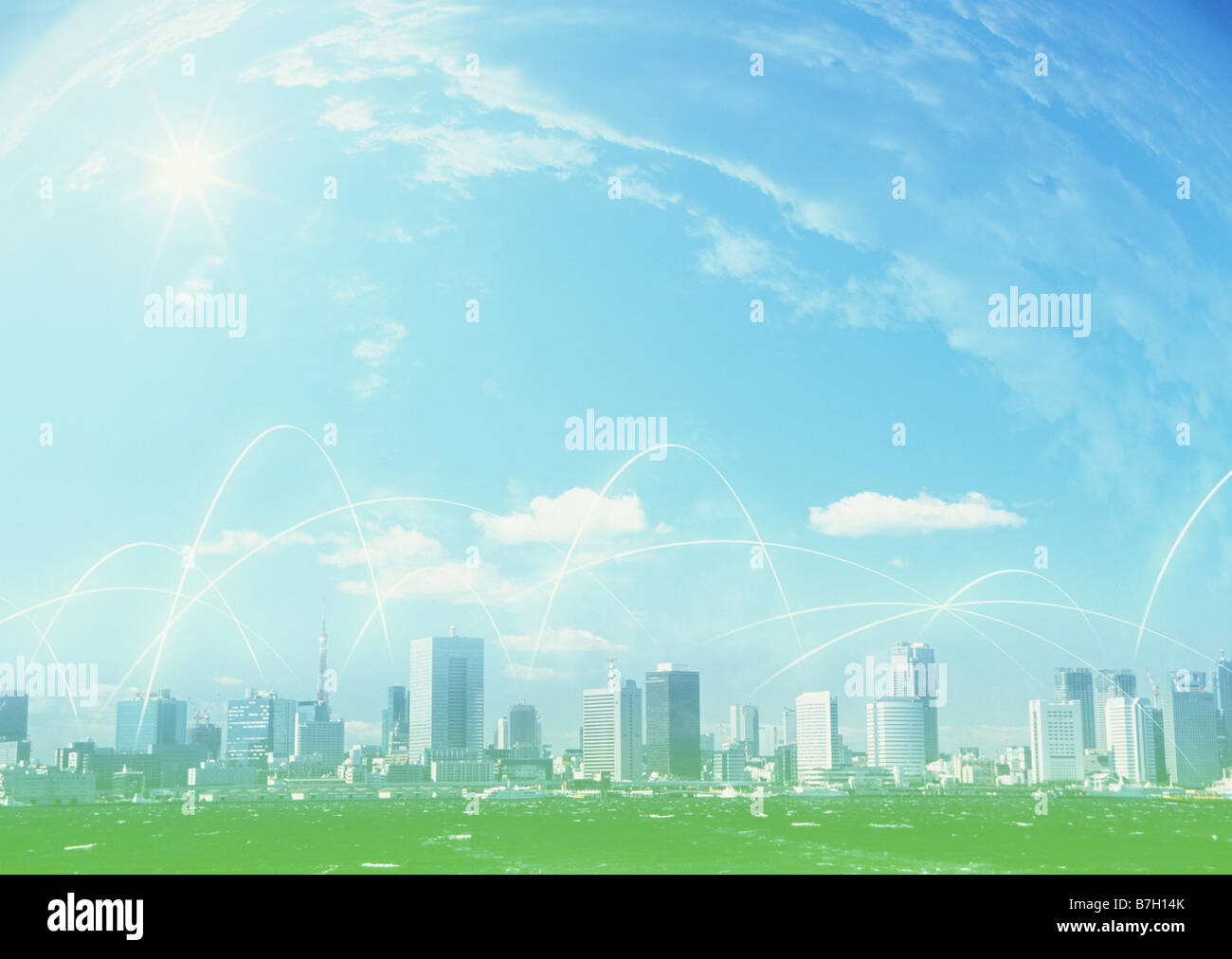 Blue sky and buildings Stock Photo - Alamy