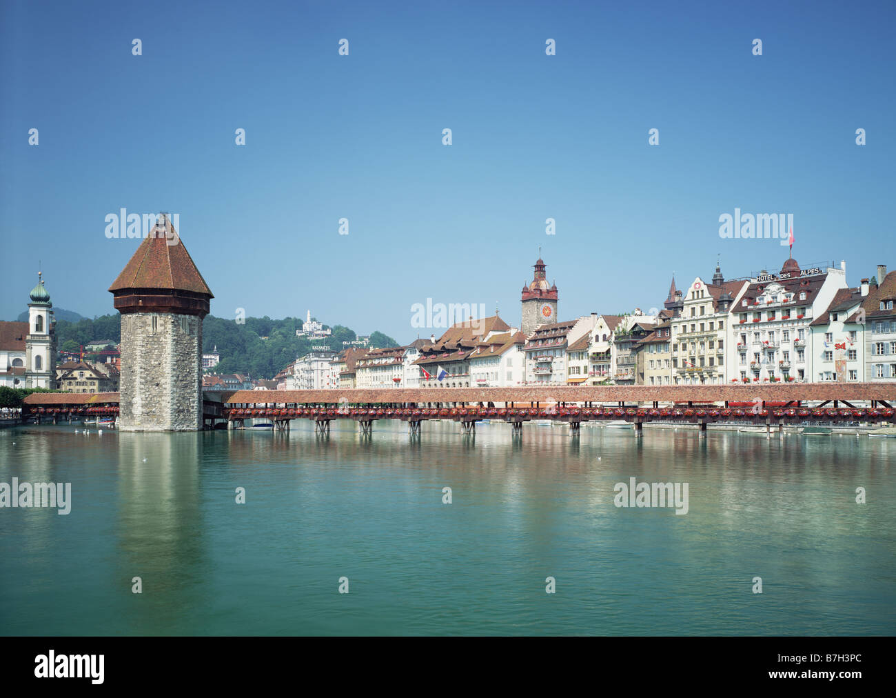 Chapel Bridge on Lake Lucerne Stock Photo - Alamy