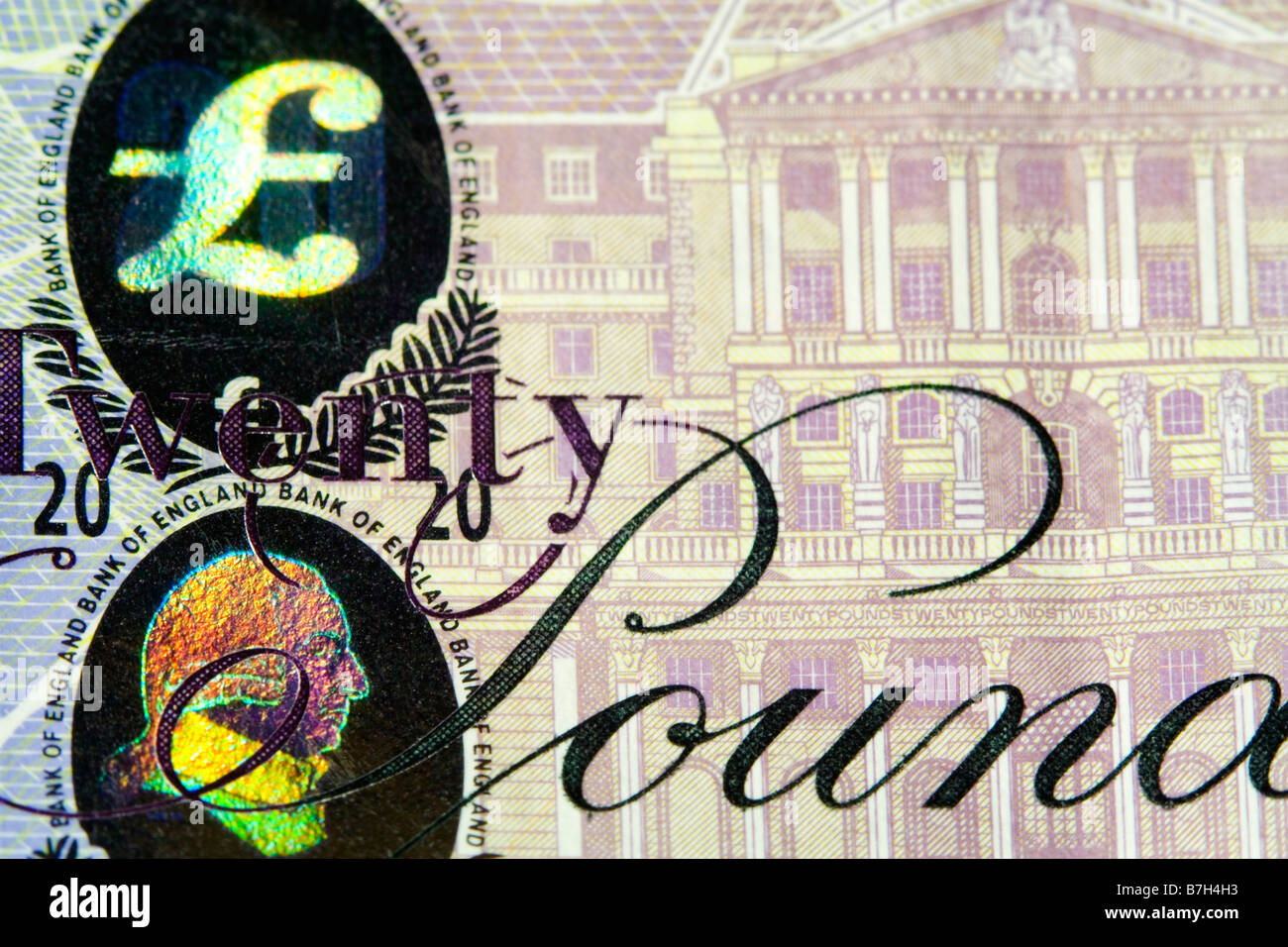 hologram in £20 note Stock Photo - Alamy