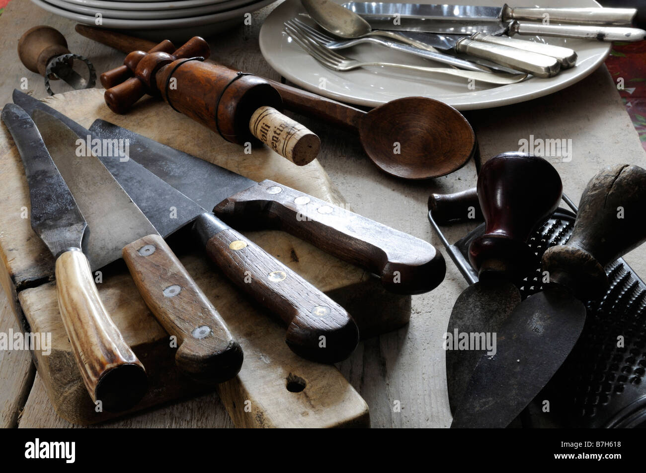 A selection of antique Italian cooking utensils Stock Photo - Alamy