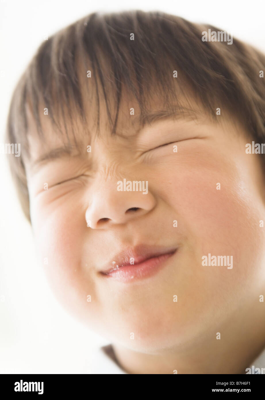 Boy with Eyes Closed Stock Photo - Alamy