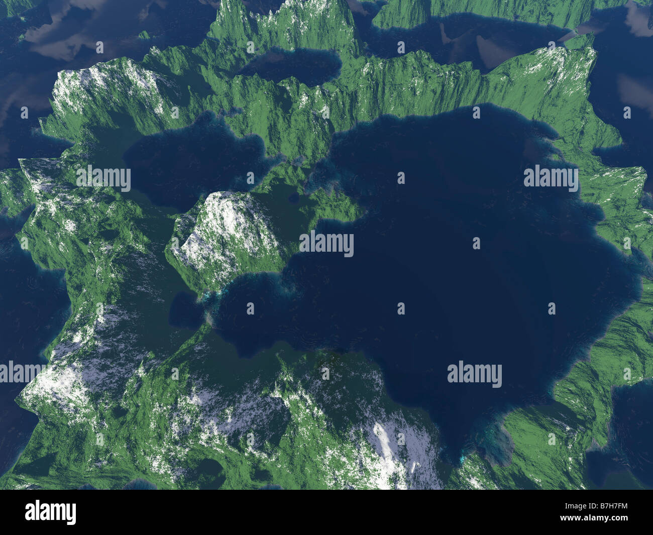 Land of a thousand lakes. High resolution computer generated image ...