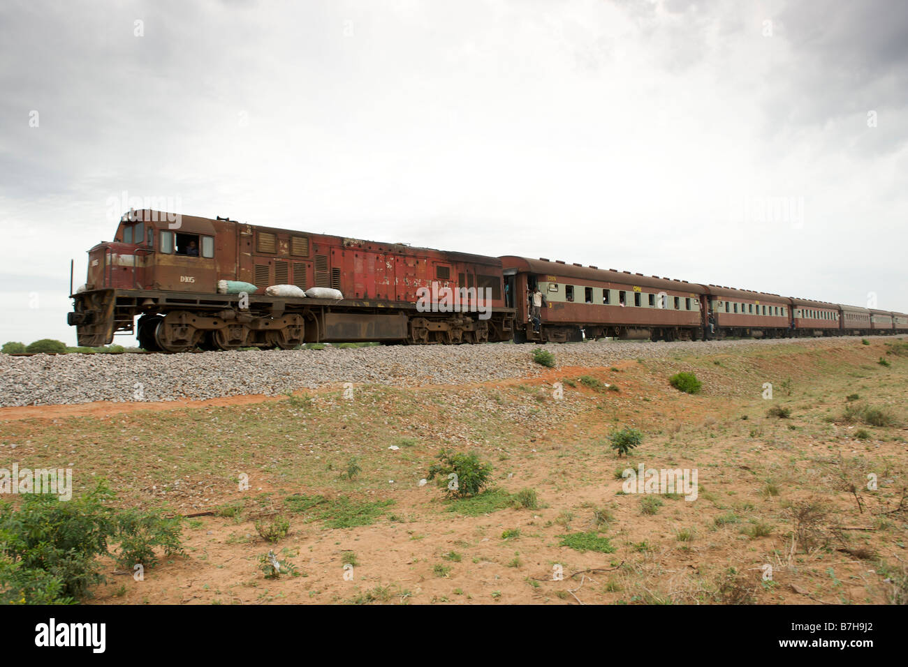 Train on the railway line running between Maputo and Zimbabwe through ...