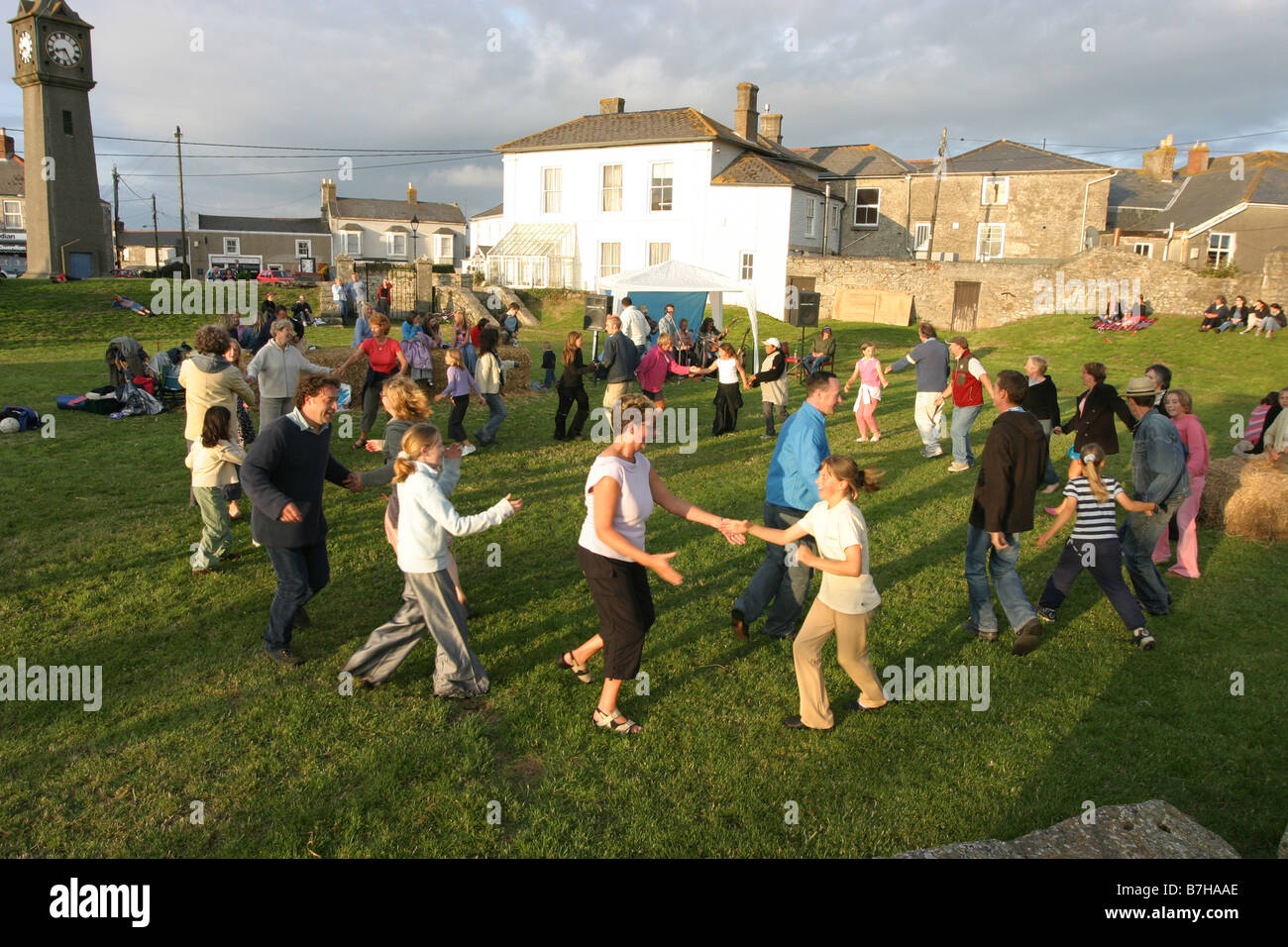 Locals dance in the Plen-an-gwarry medieval amphitheatre in St Just ...