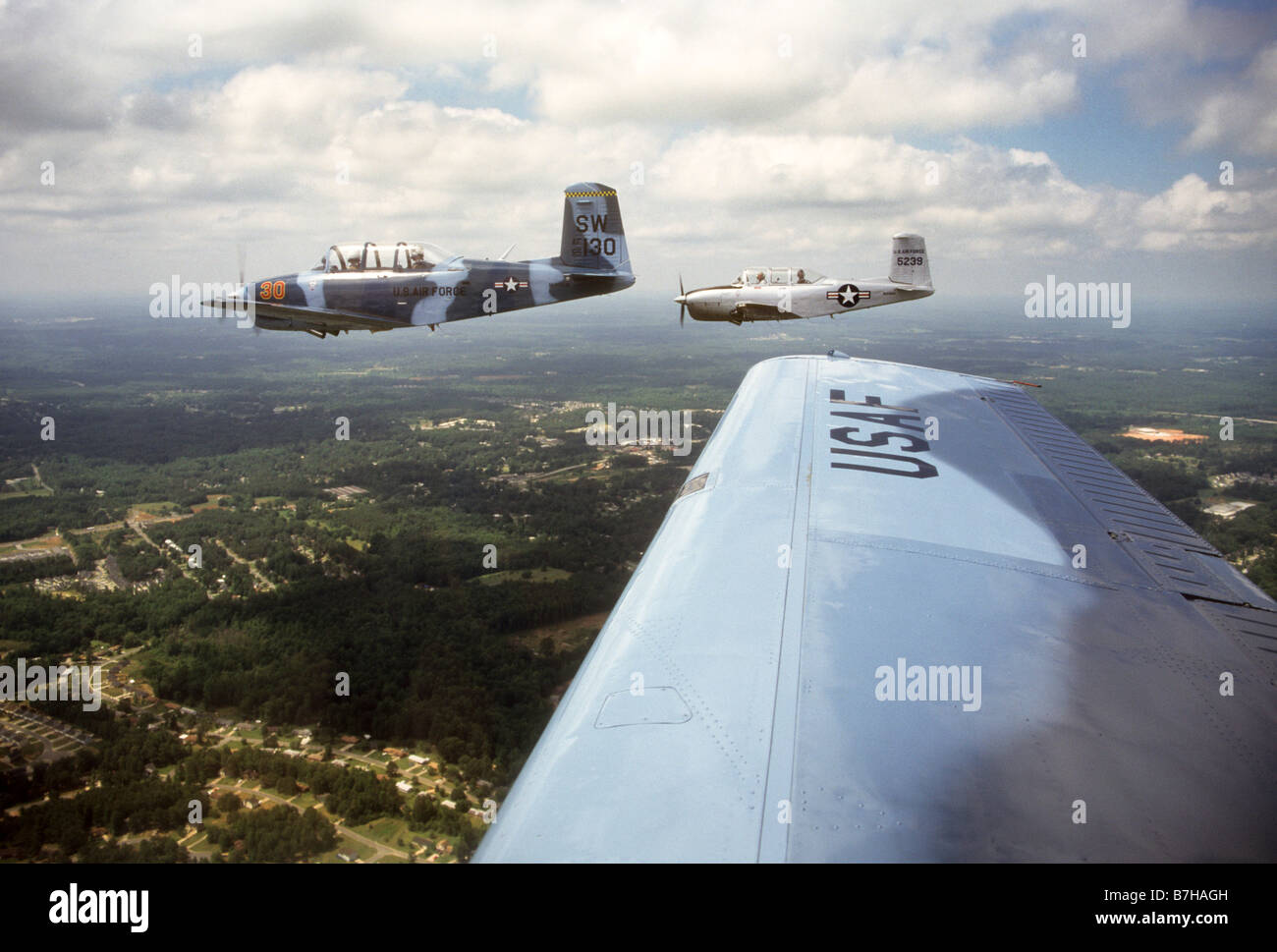 Three planes fly in formation over Georgia, USA as part of Sky Warriors ...