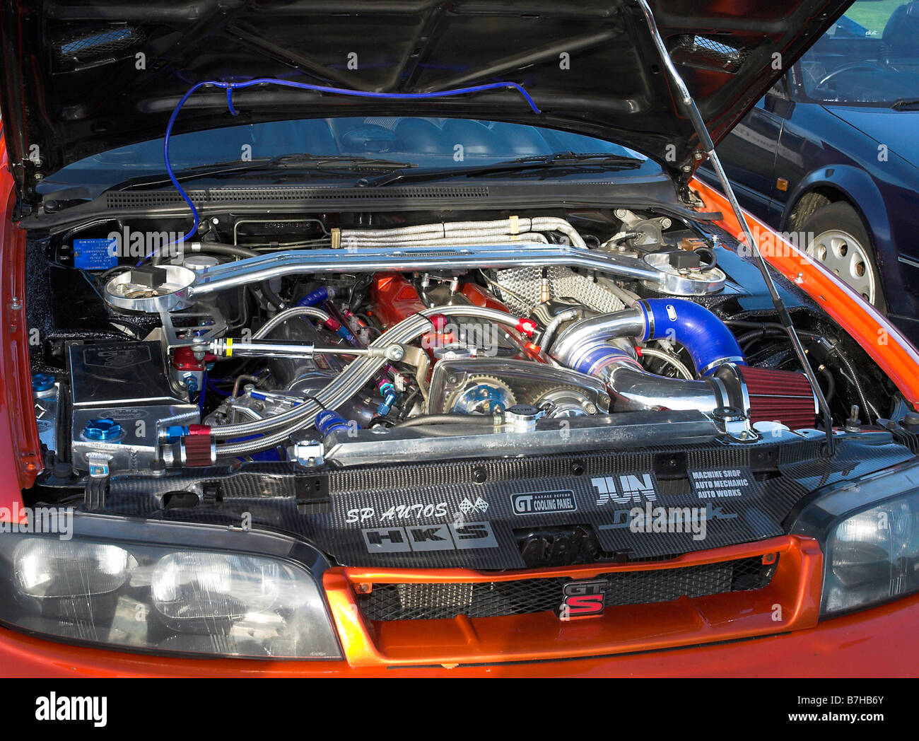 Tuned Nissan Skyline Engine Stock Photo - Alamy